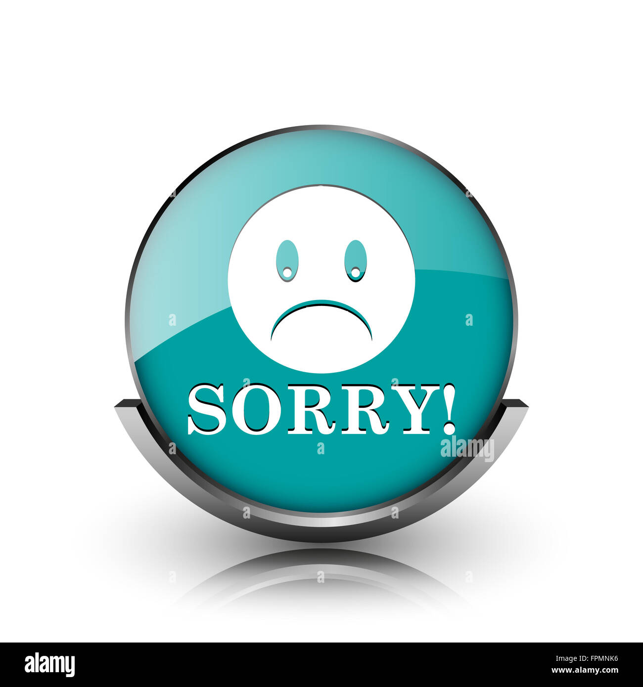 Sorry icon. Metallic internet button on white background Stock Photo ...