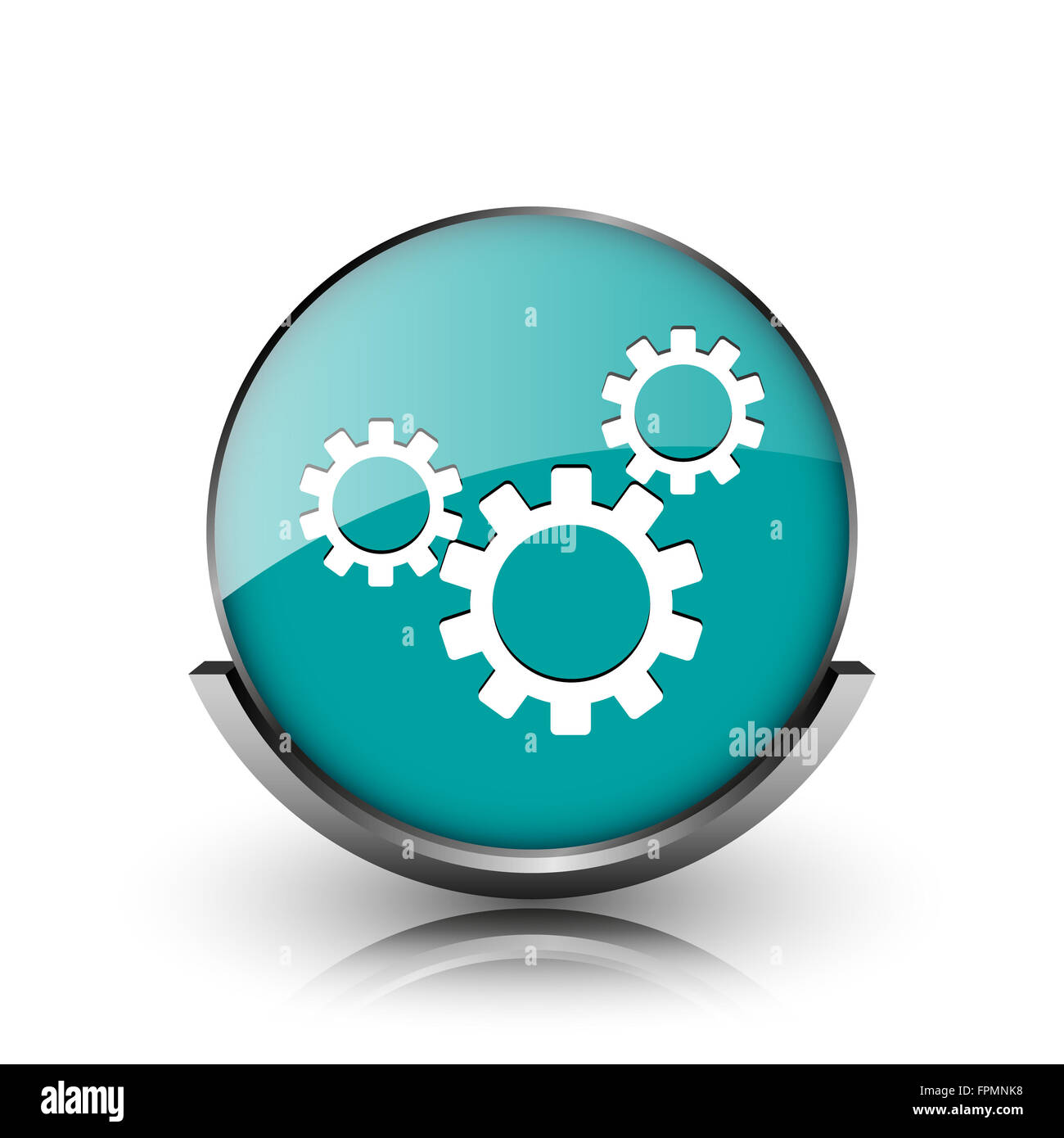 Settings icon. Metallic internet button on white background Stock Photo ...