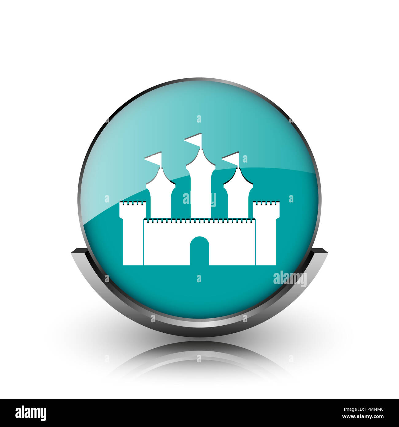 Castle icon. Metallic internet button on white background Stock Photo ...