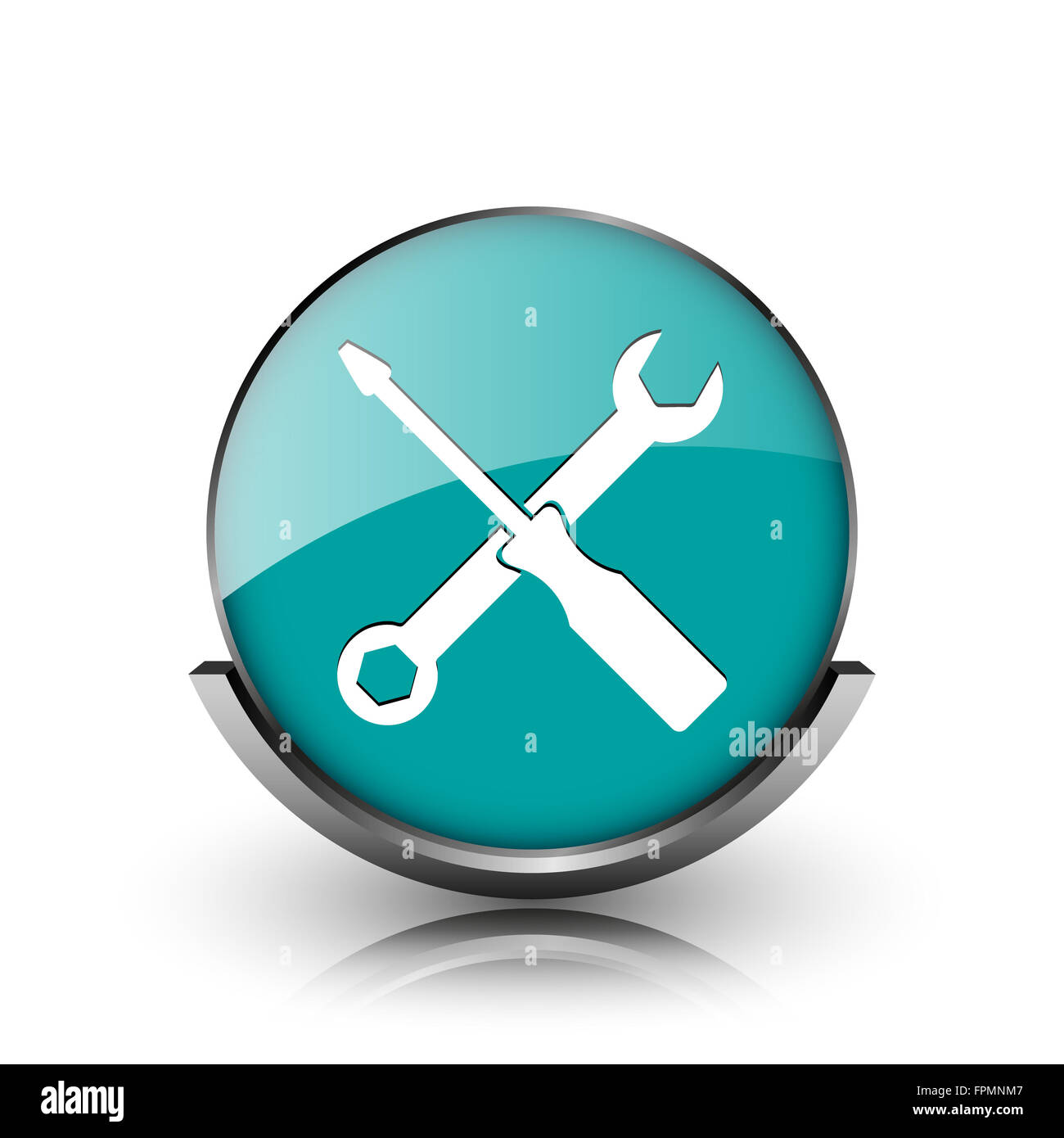 Tools icon. Metallic internet button on white background Stock Photo ...
