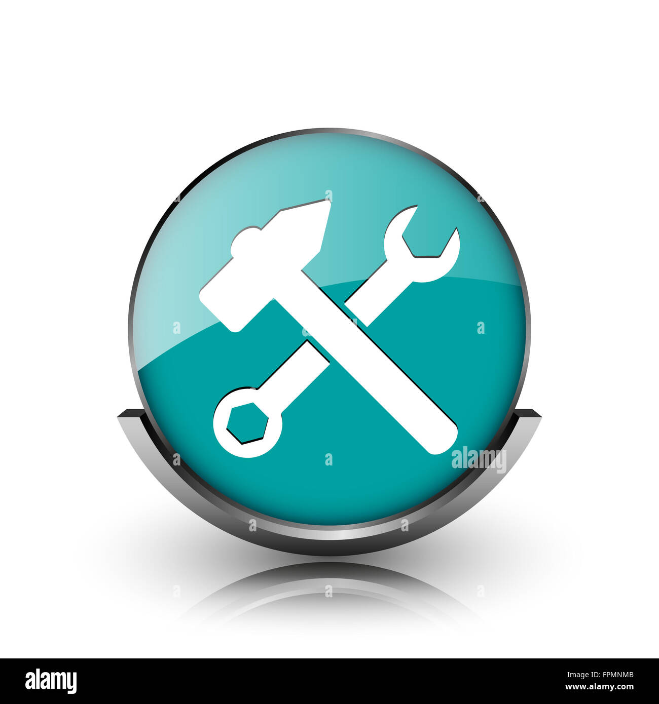 Tools icon. Metallic internet button on white background Stock Photo ...