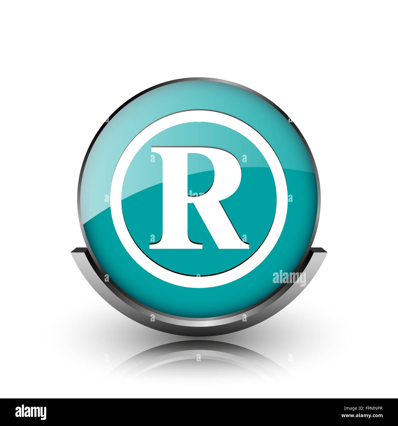 Registered mark icon. Metallic internet button on white background ...