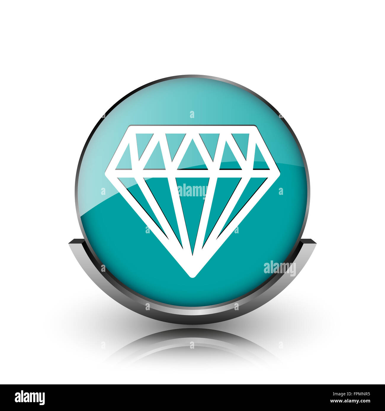 Diamond icon. Metallic internet button on white background Stock Photo ...