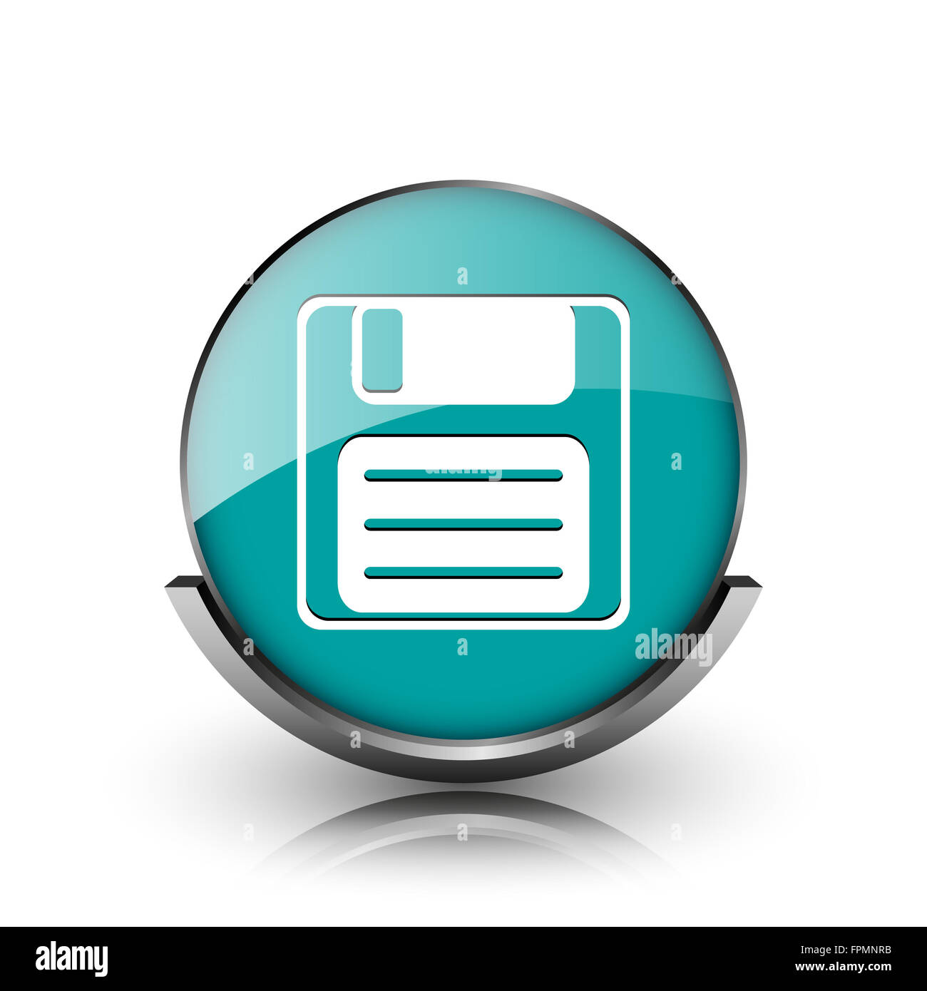 Save icon. Metallic internet button on white background Stock Photo - Alamy