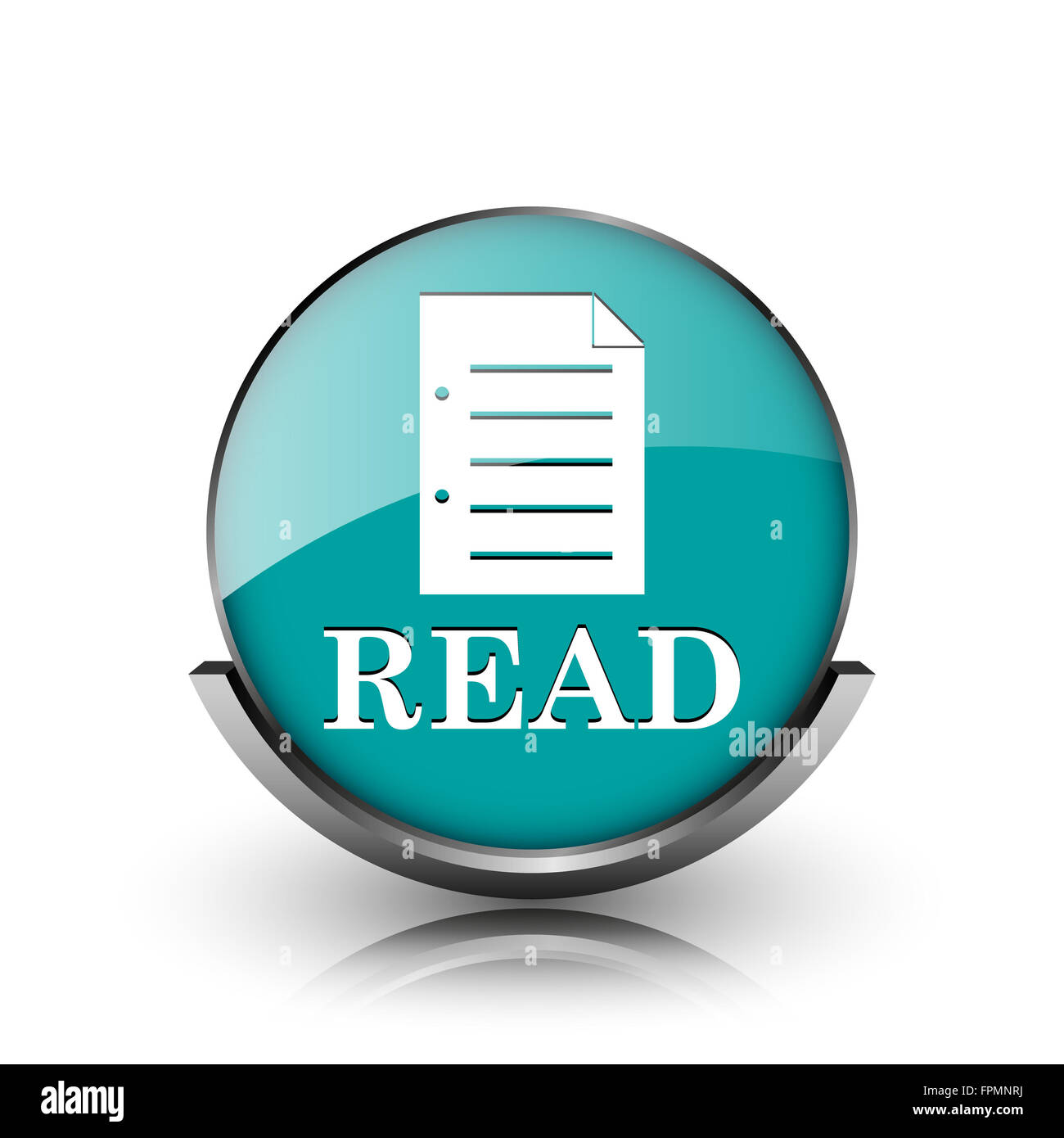 Read icon. Metallic internet button on white background Stock Photo - Alamy