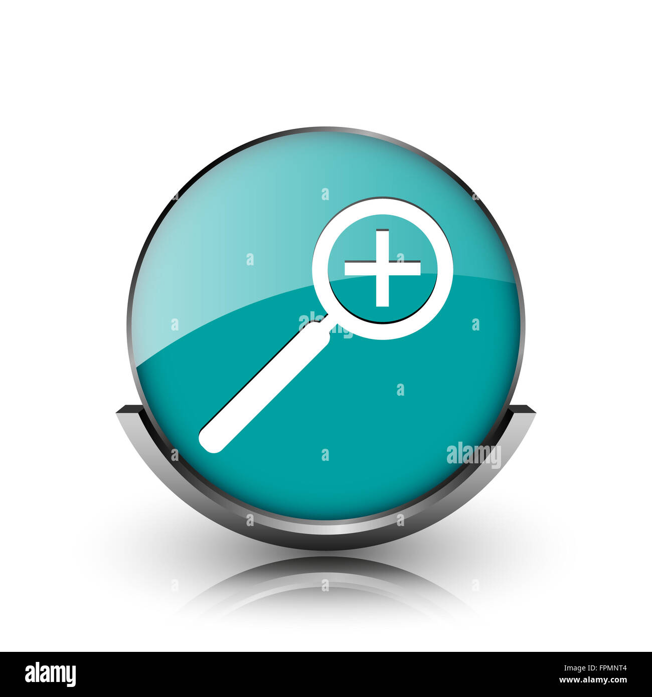 Zoom in icon. Metallic internet button on white background Stock Photo ...