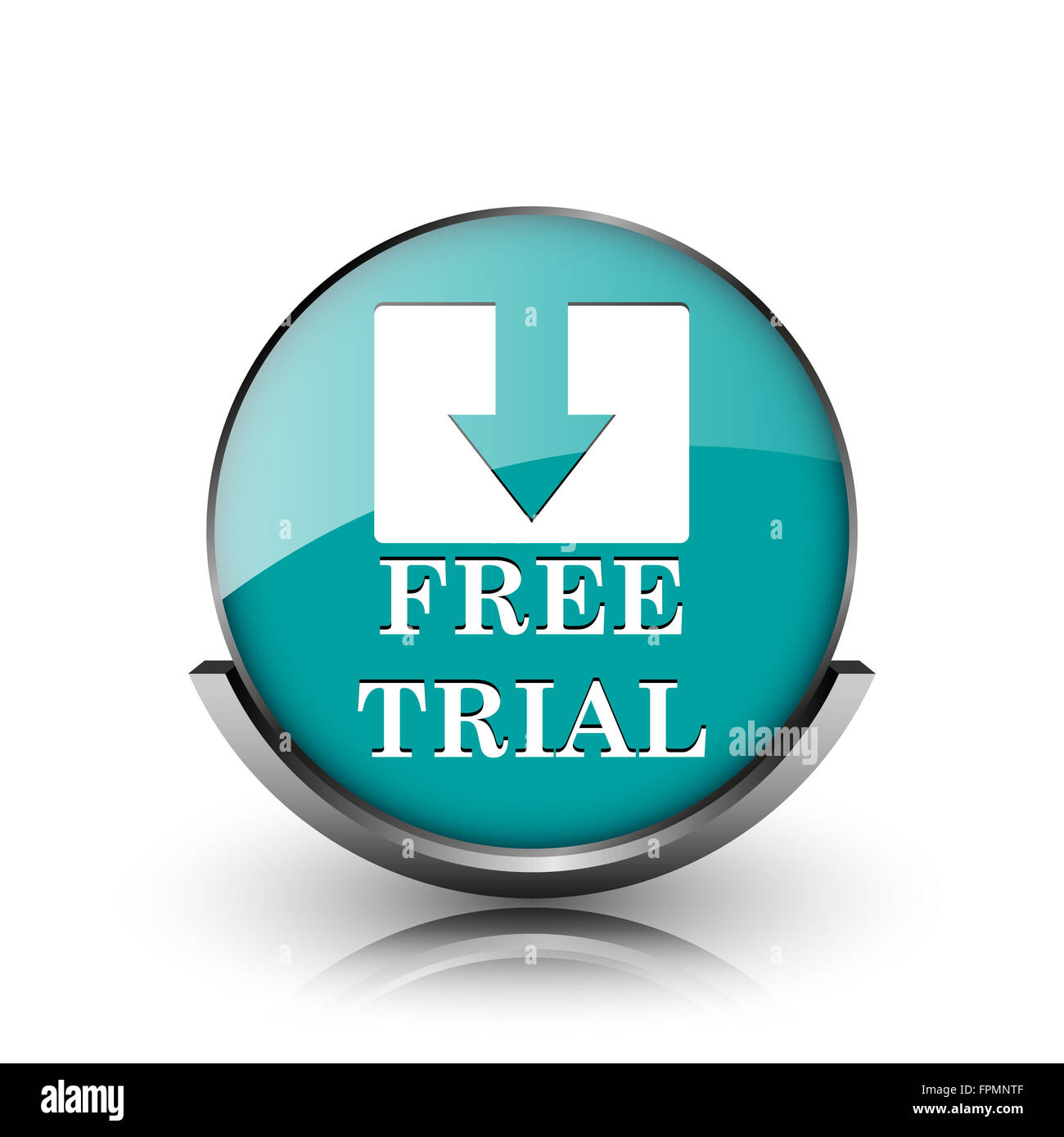 Free trial icon. Metallic internet button on white background Stock ...