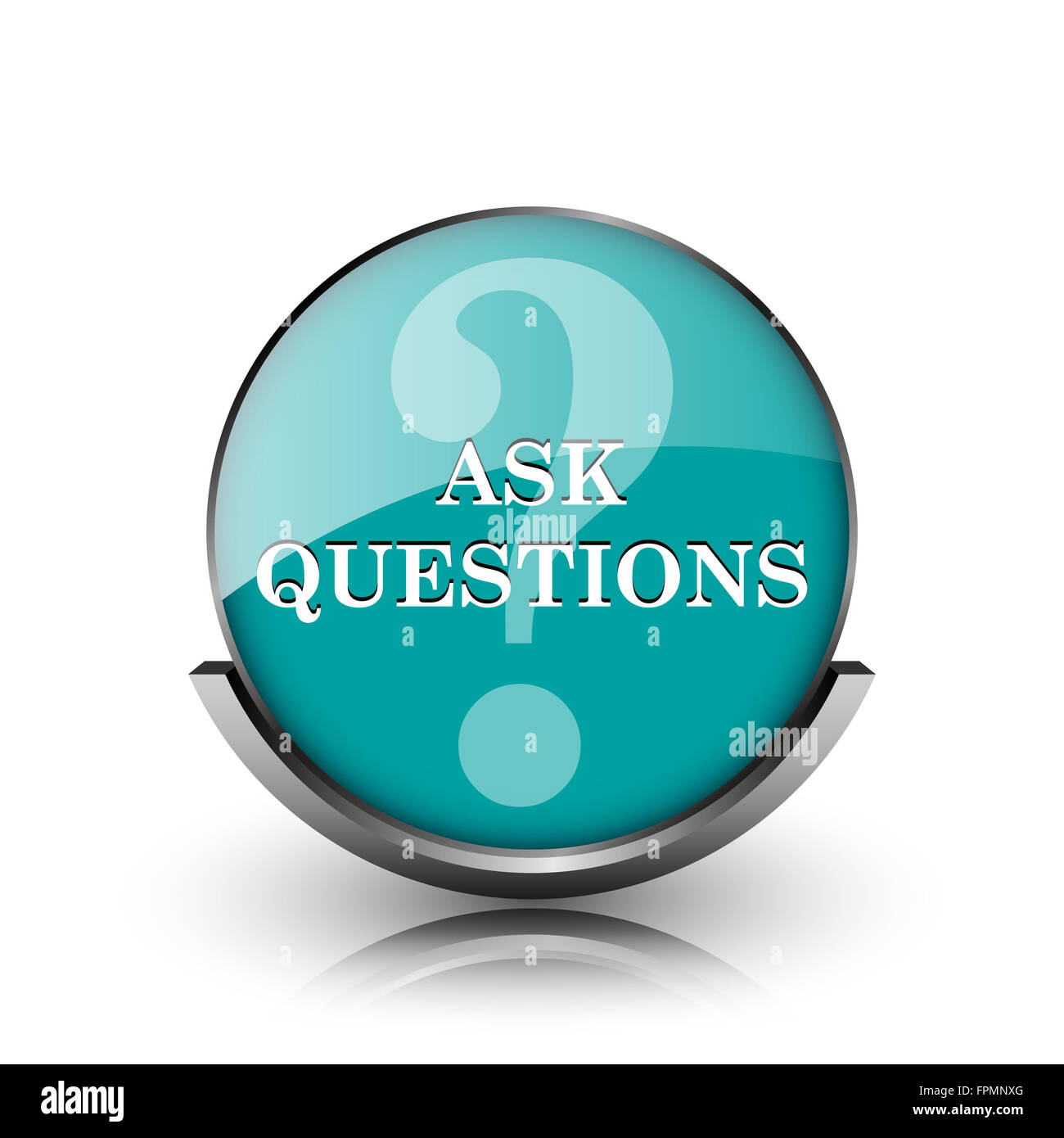 Ask questions icon. Metallic internet button on white background Stock ...