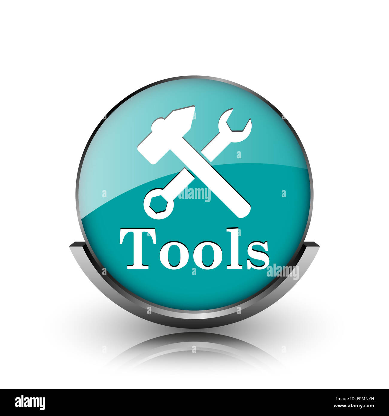 Tools icon. Metallic internet button on white background Stock Photo ...