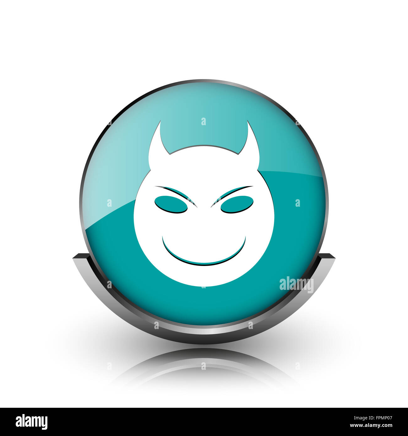 Evil icon. Metallic internet button on white background Stock Photo - Alamy