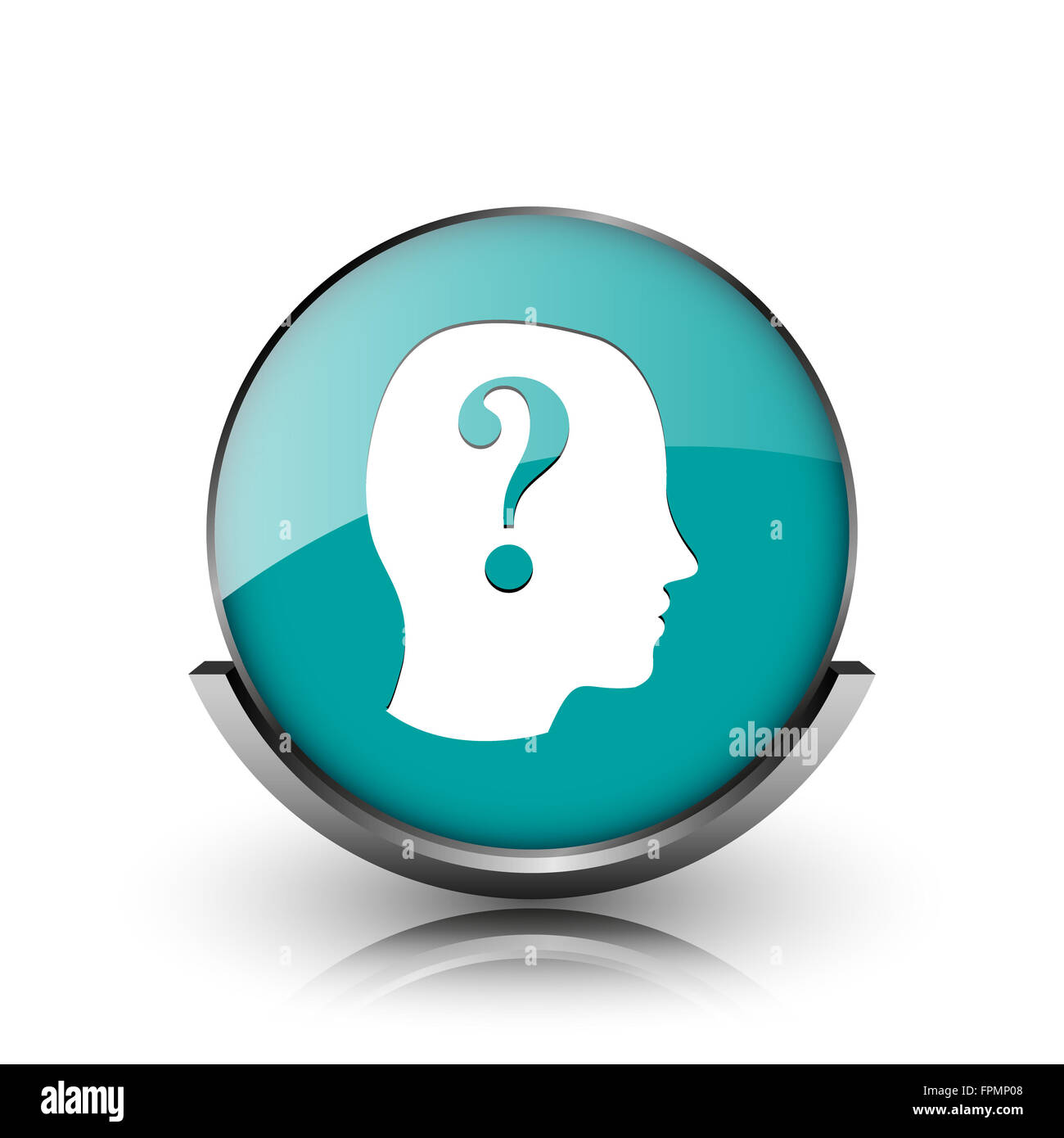Quiz icon. Metallic internet button on white background Stock Photo - Alamy