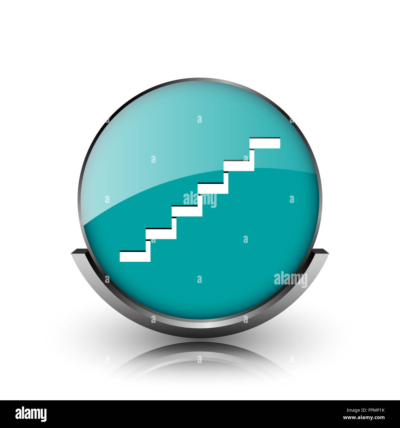Stairs icon. Metallic internet button on white background Stock Photo ...
