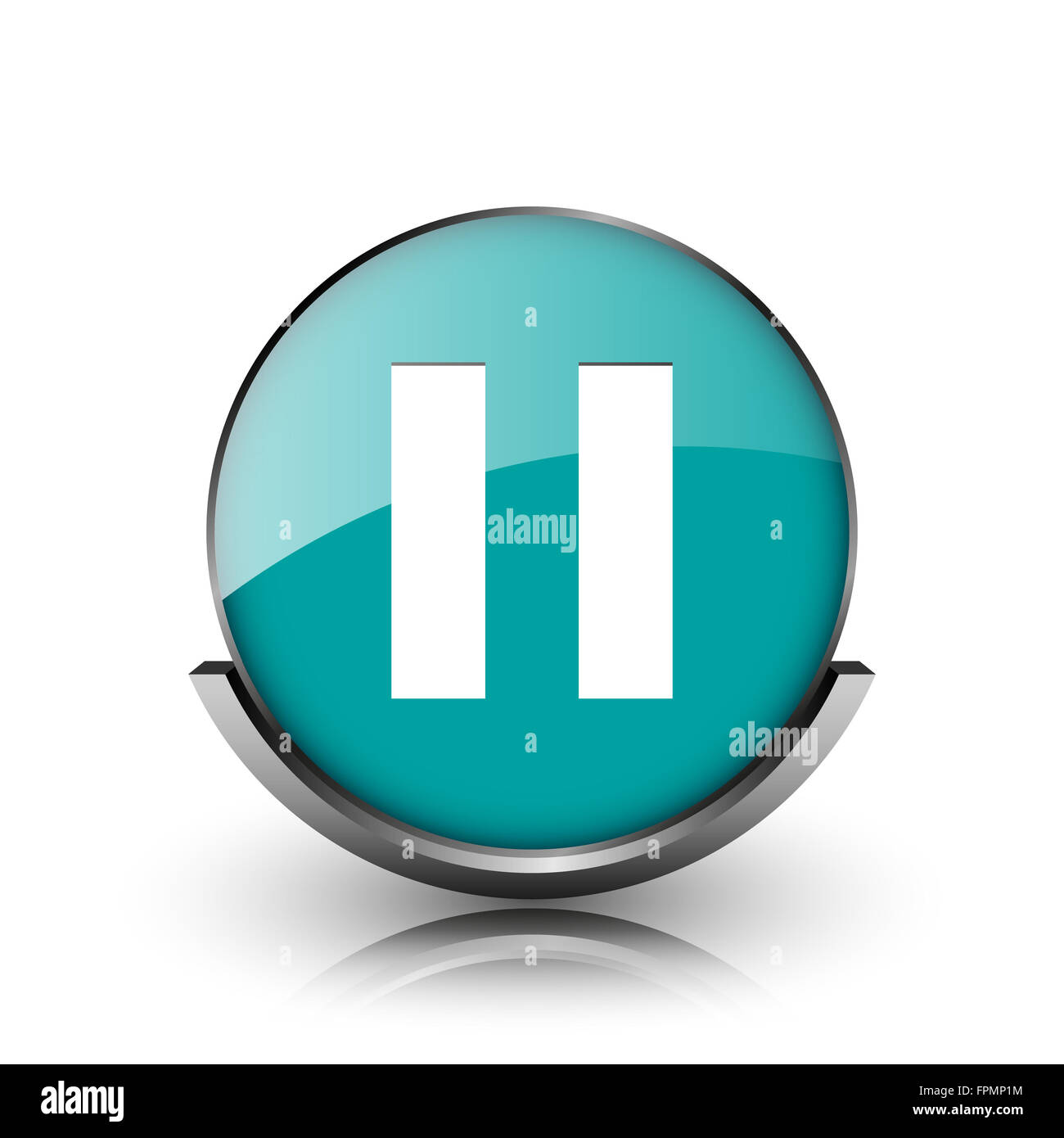 Pause icon. Metallic internet button on white background Stock Photo ...