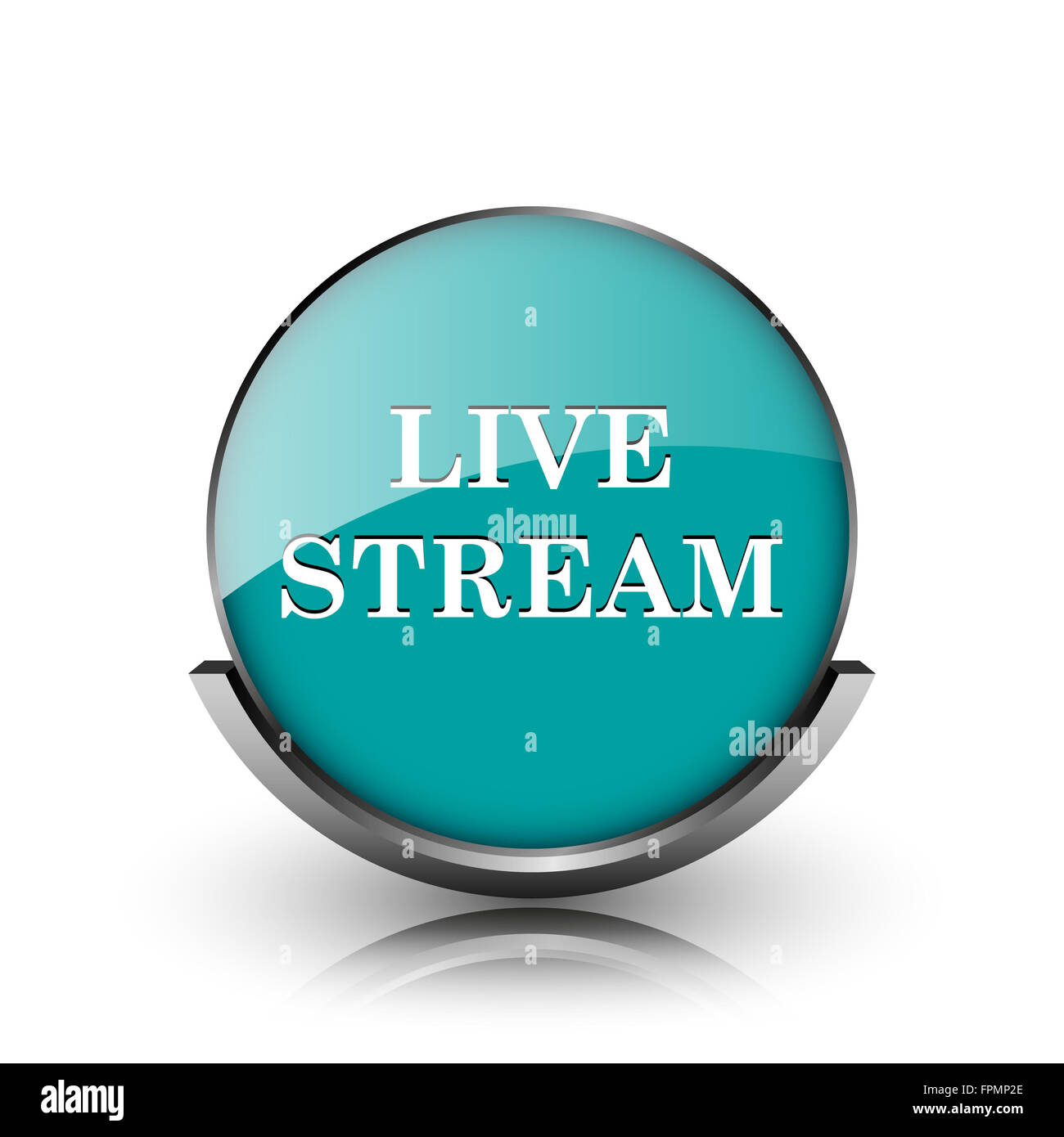 Live stream icon. Metallic internet button on white background Stock ...