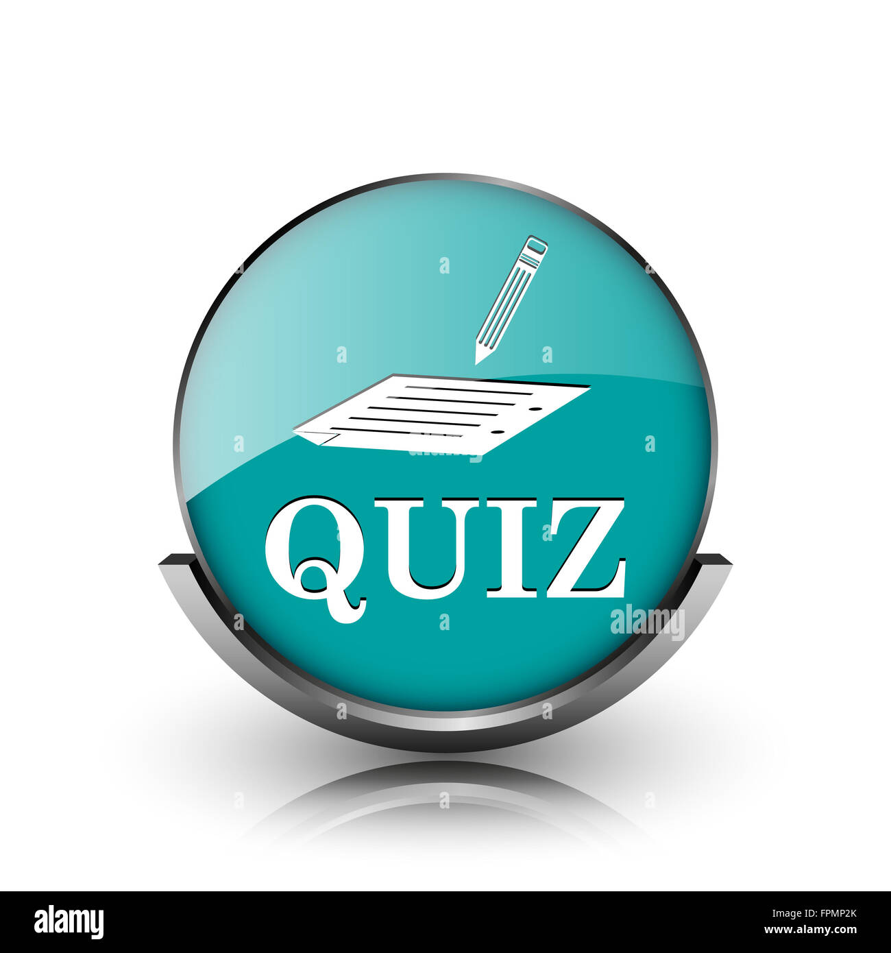 Quiz icon. Metallic internet button on white background Stock Photo - Alamy