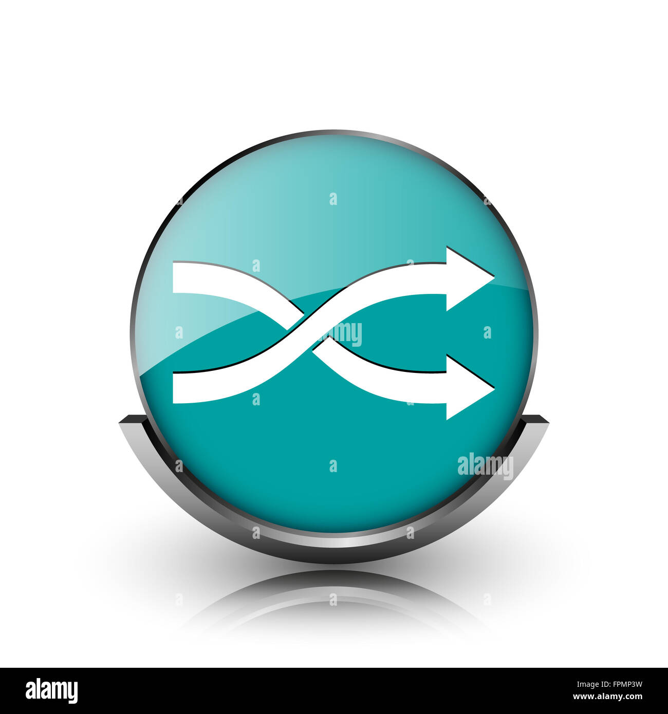 Shuffle icon. Metallic internet button on white background Stock Photo ...