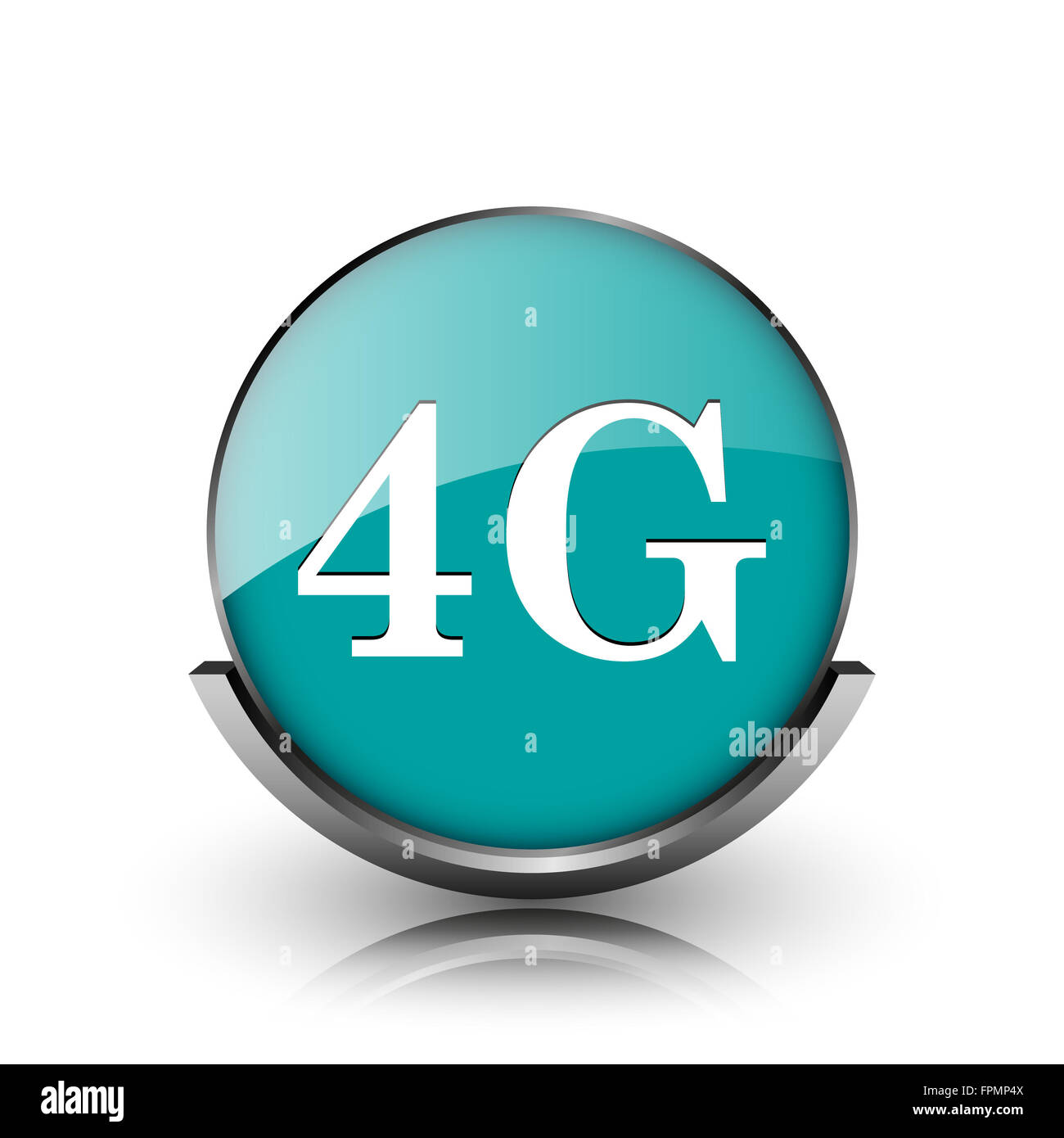 4G icon. Metallic internet button on white background Stock Photo - Alamy