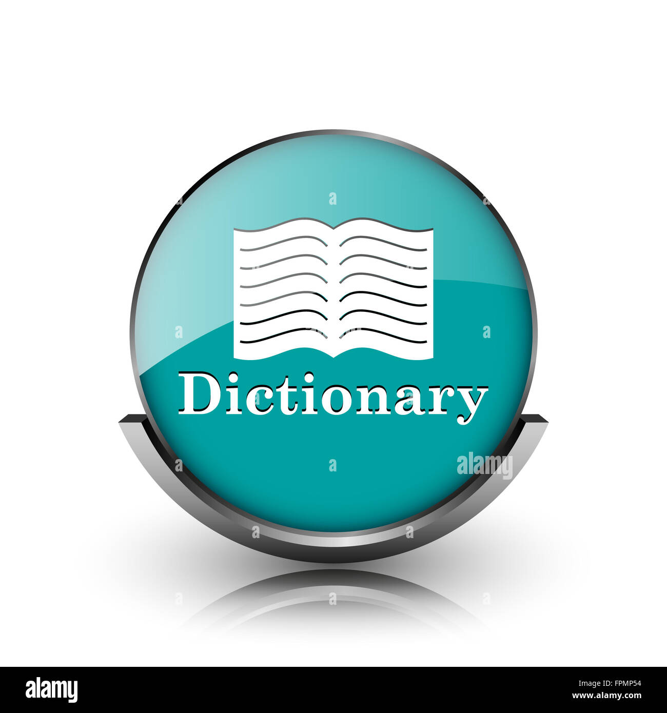 Dictionary icon. Metallic internet button on white background Stock ...