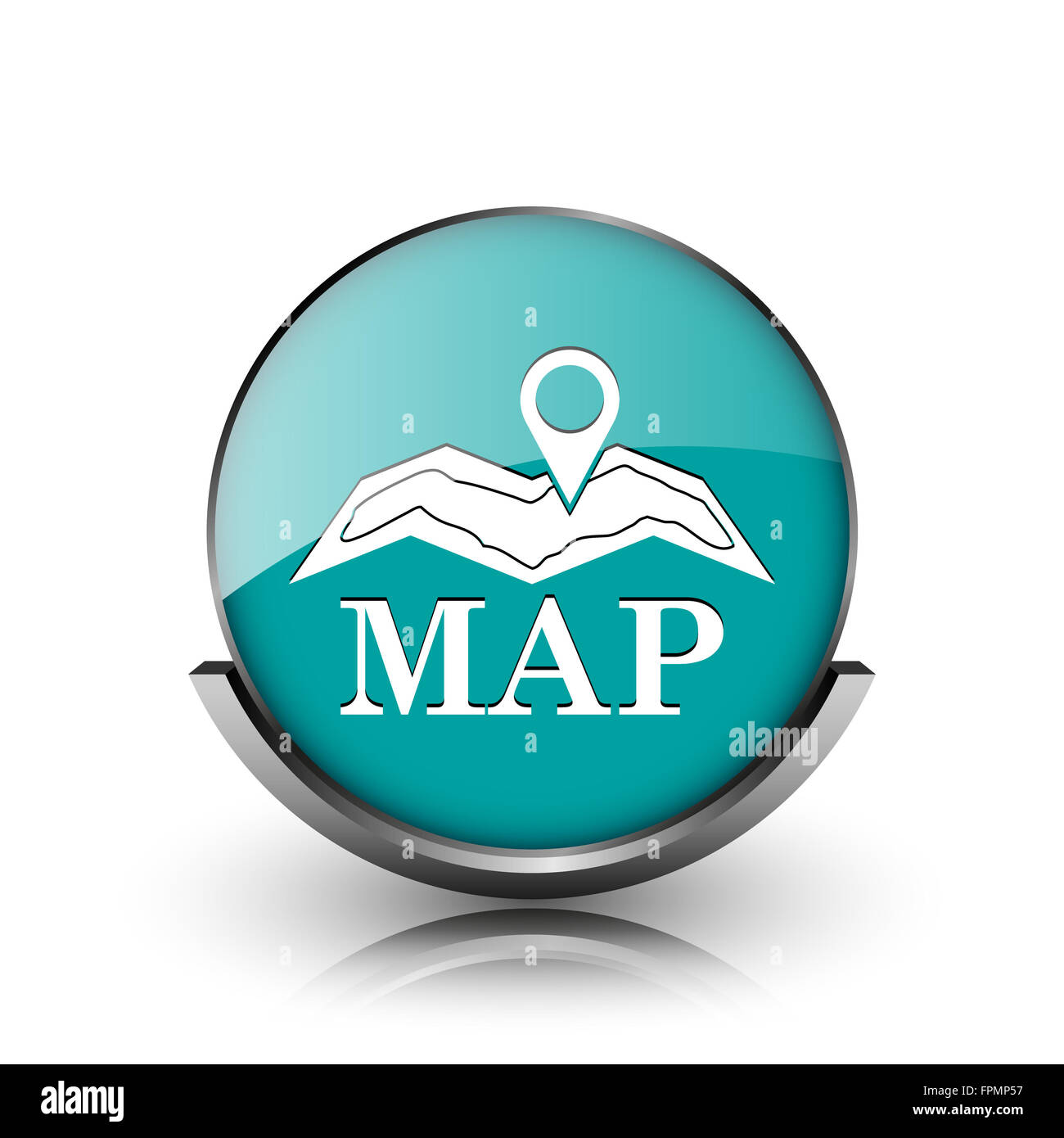Map icon. Metallic internet button on white background Stock Photo - Alamy