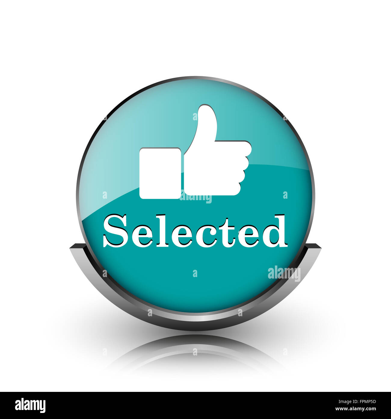 Selected icon. Metallic internet button on white background Stock Photo ...