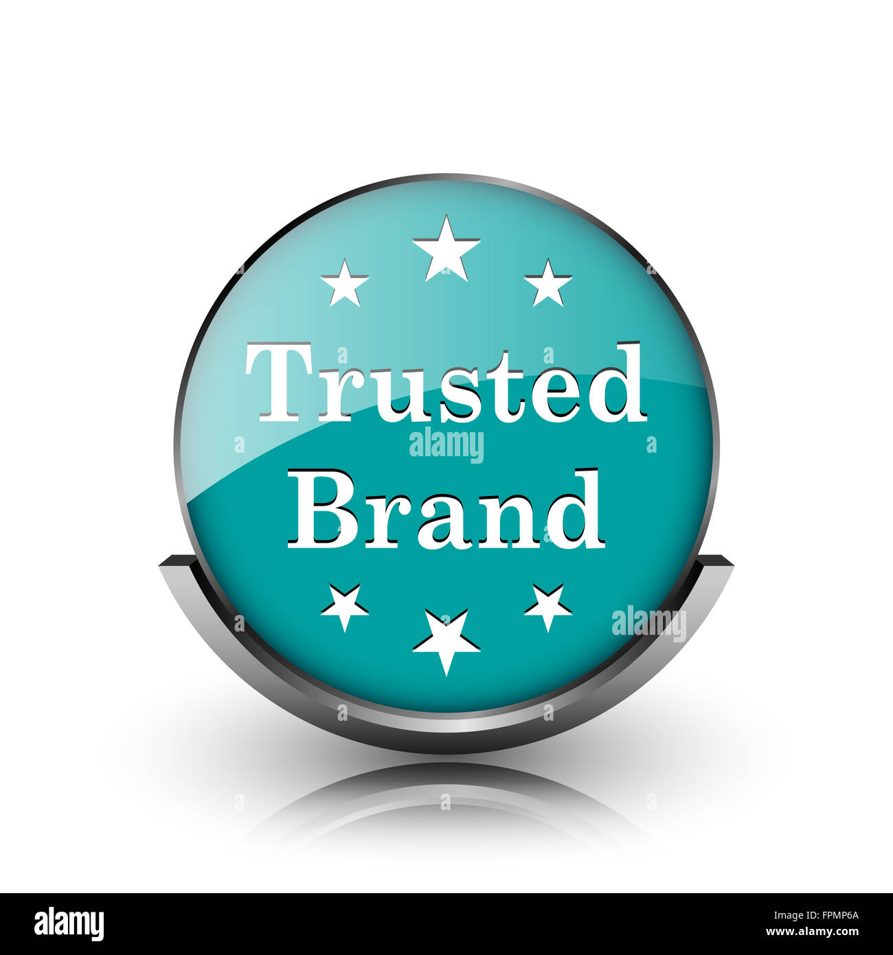 Trusted brand icon. Metallic internet button on white background Stock ...