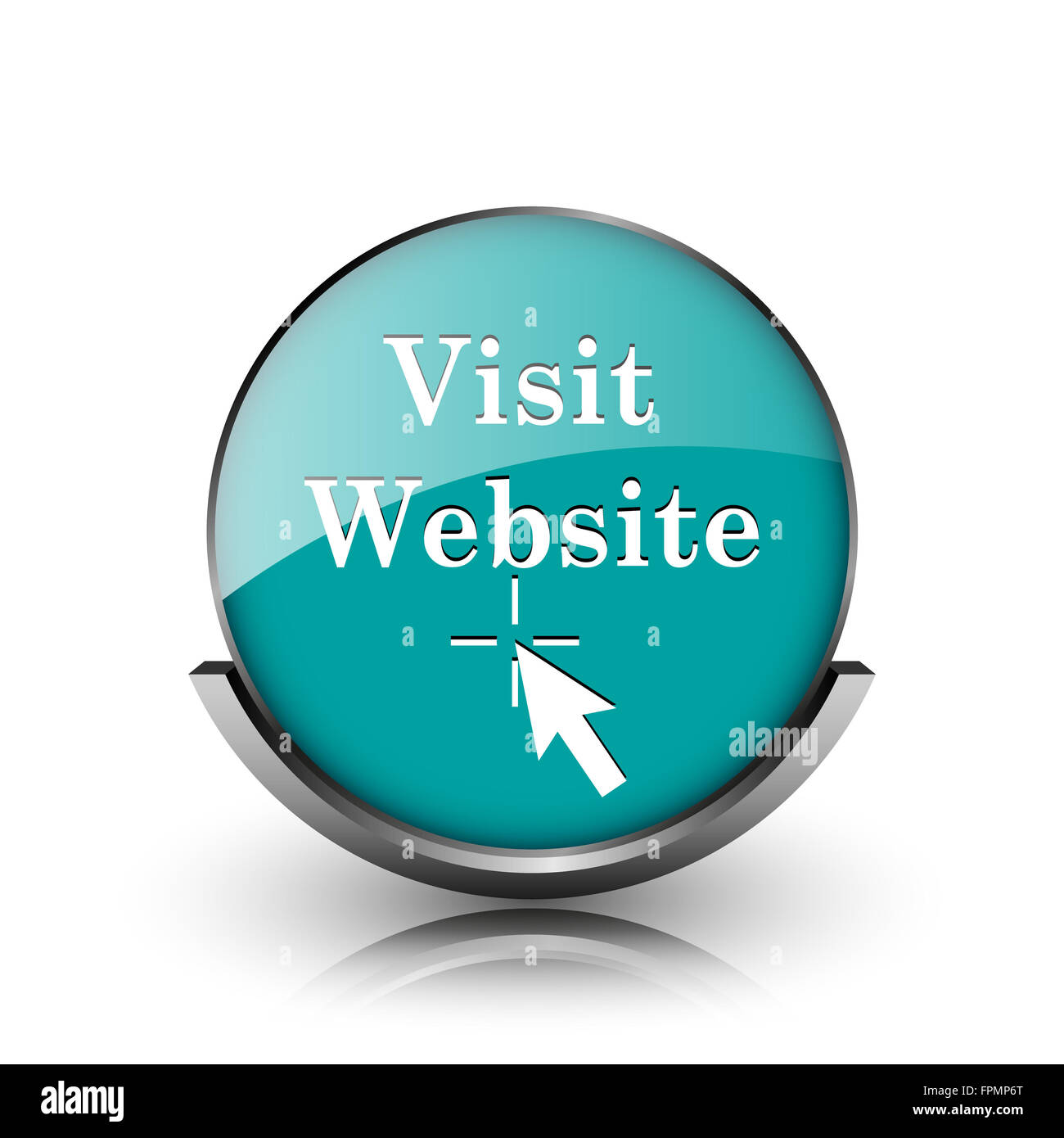 Visit website icon. Metallic internet button on white background Stock ...