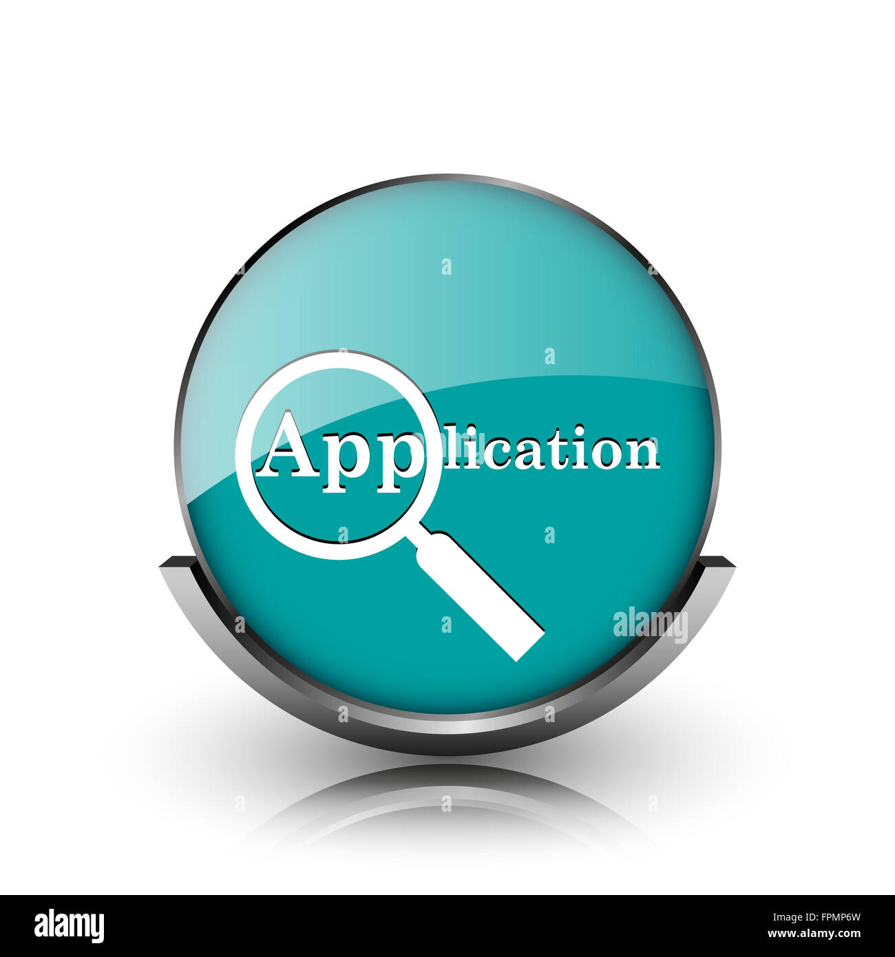 Application icon. Metallic internet button on white background Stock ...