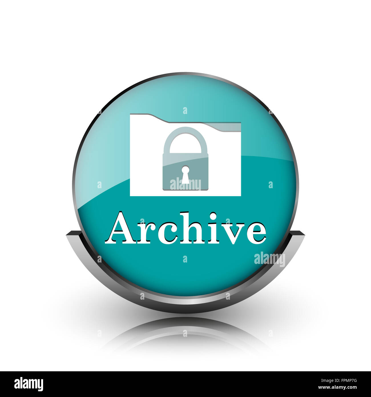 Archive icon. Metallic internet button on white background Stock Photo ...
