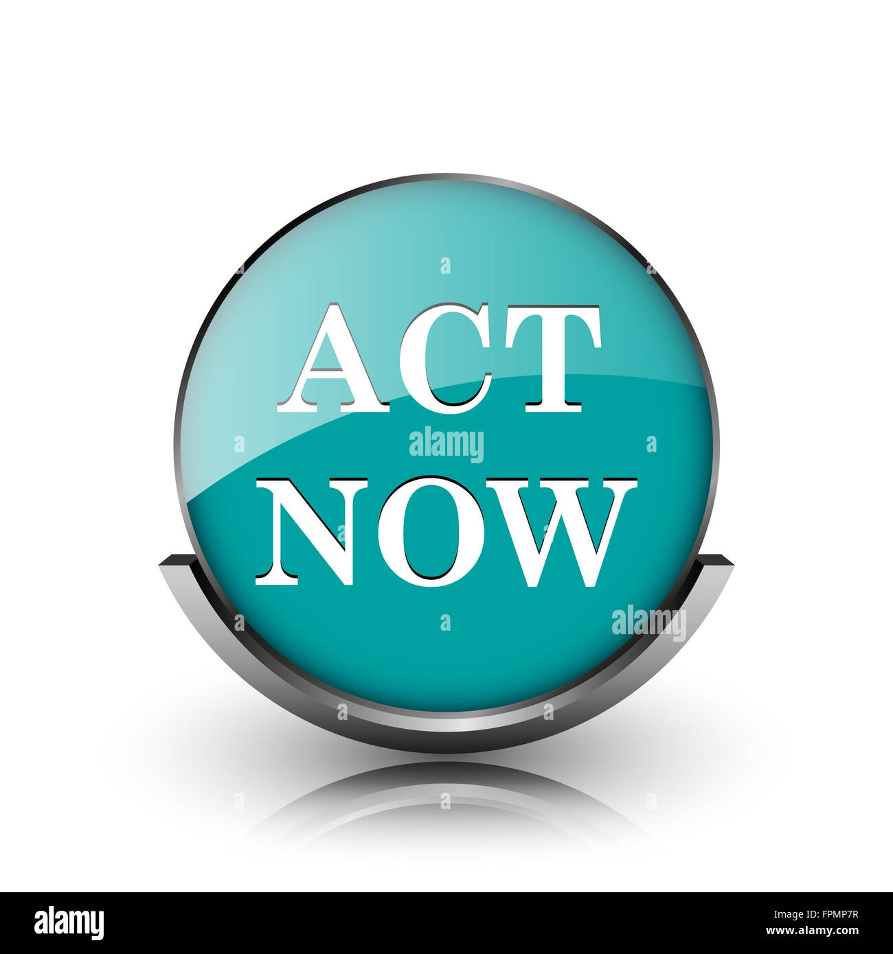 Act now icon. Metallic internet button on white background Stock Photo ...