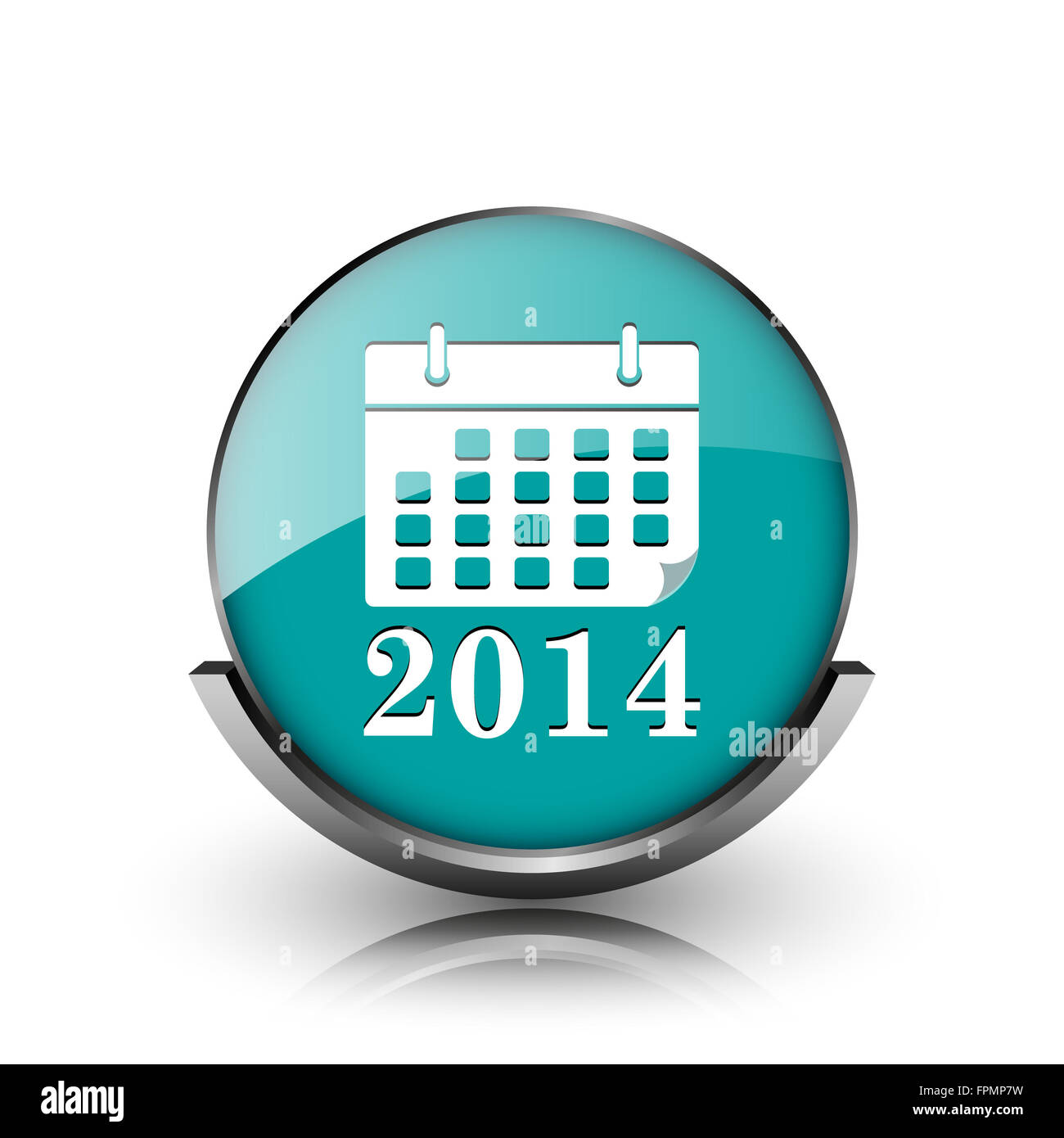 2014 calendar icon. Metallic internet button on white background Stock ...