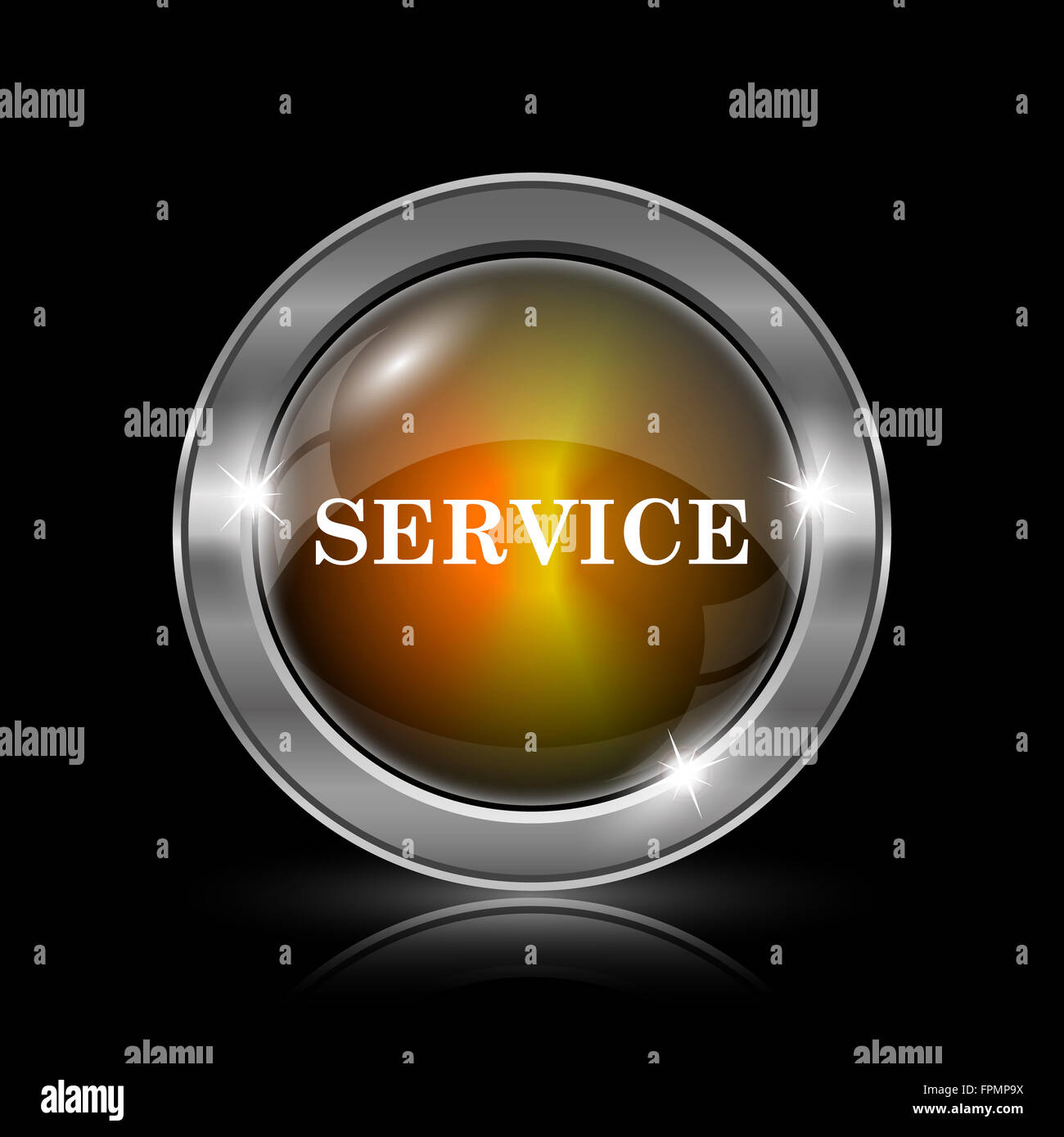 Service icon. Metallic internet button on black background Stock Photo ...