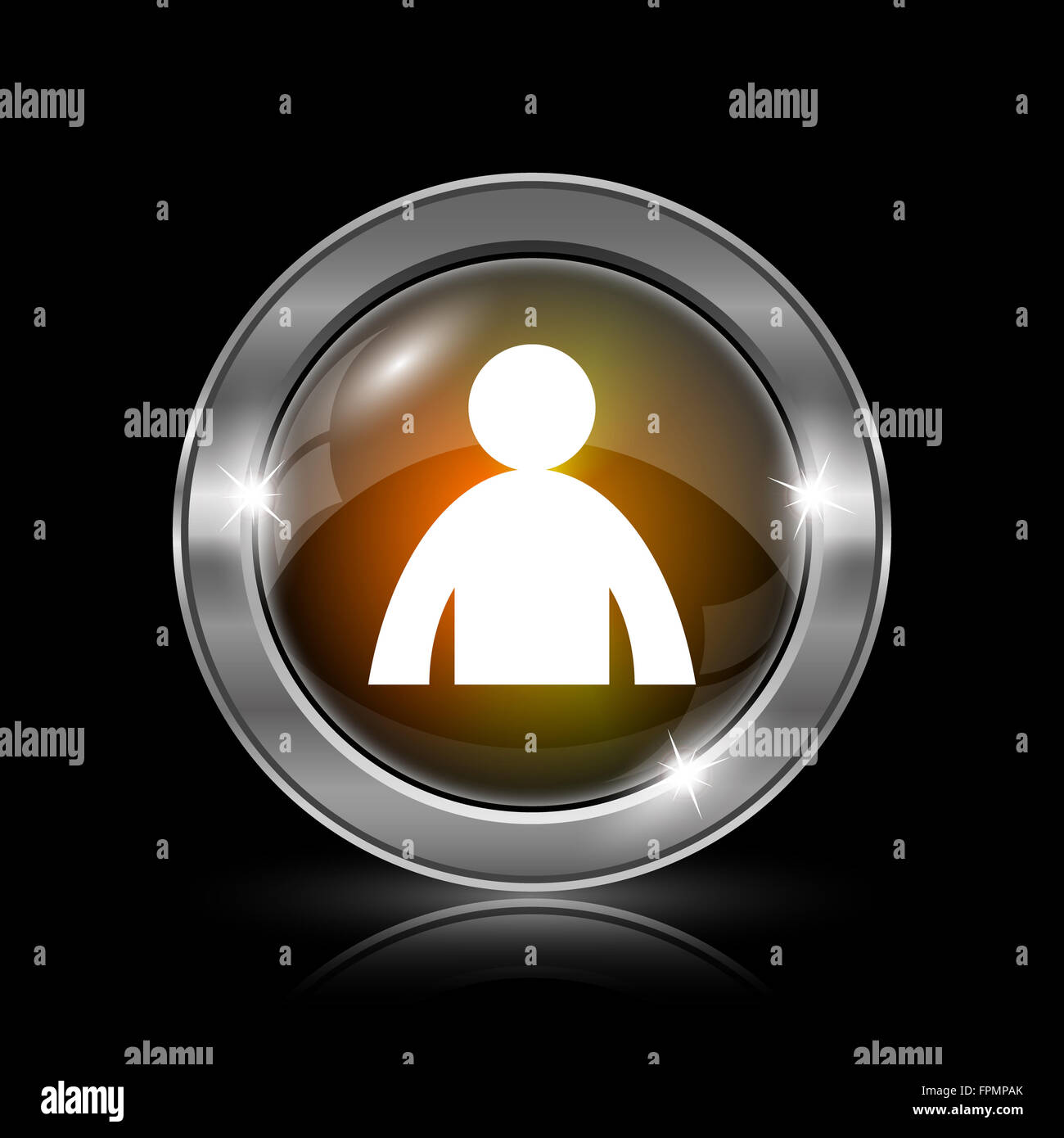 User profile icon. Metallic internet button on black background Stock ...