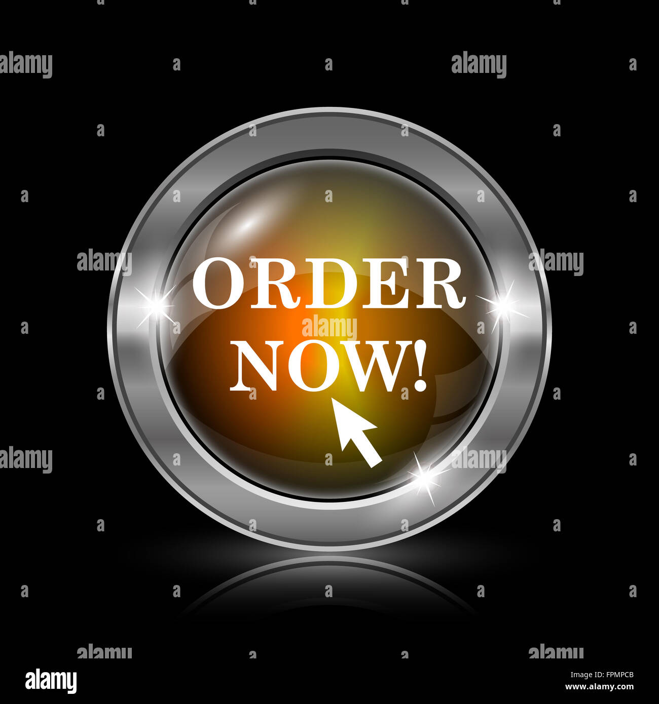 Order now icon. Metallic internet button on black background Stock ...