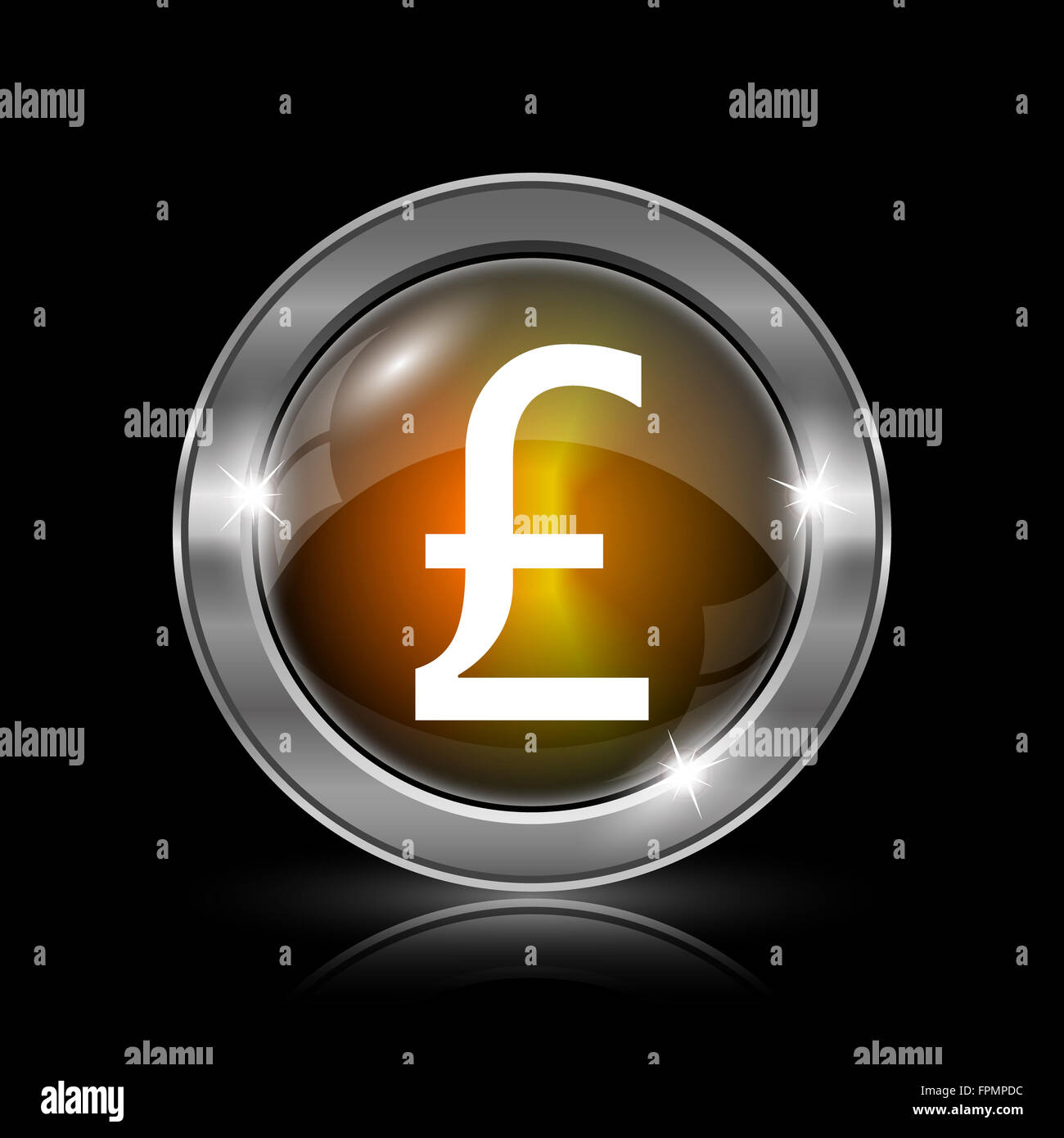 Pound icon. Metallic internet button on black background Stock Photo ...