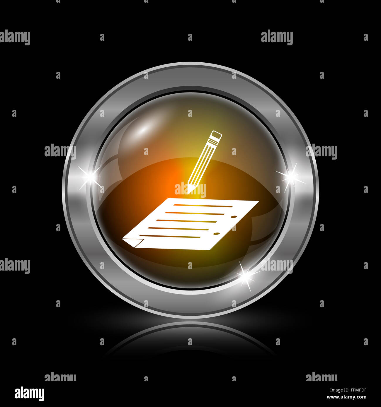 Subscribe icon. Metallic internet button on black background Stock ...