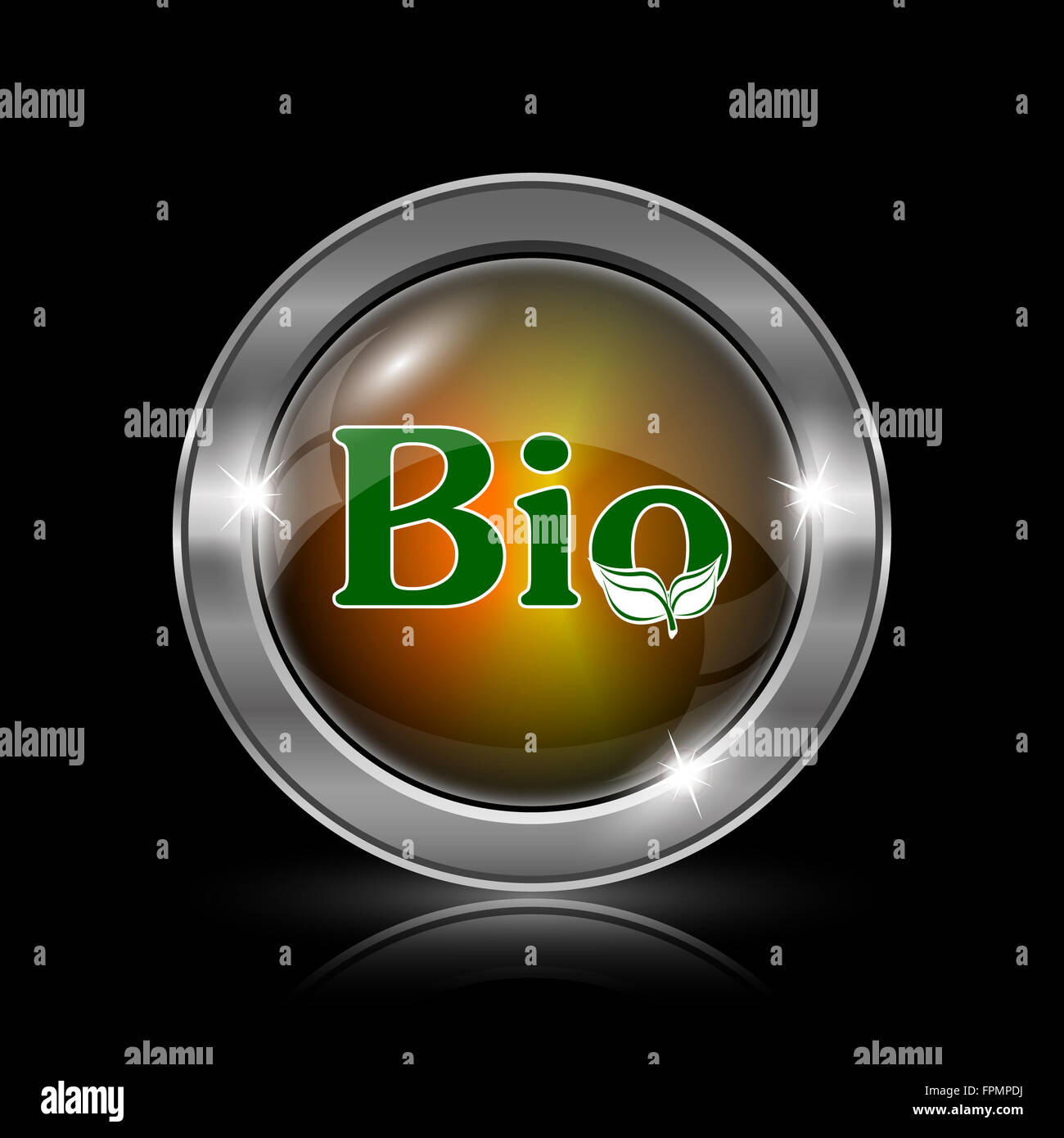 Bio icon. Metallic internet button on black background Stock Photo - Alamy