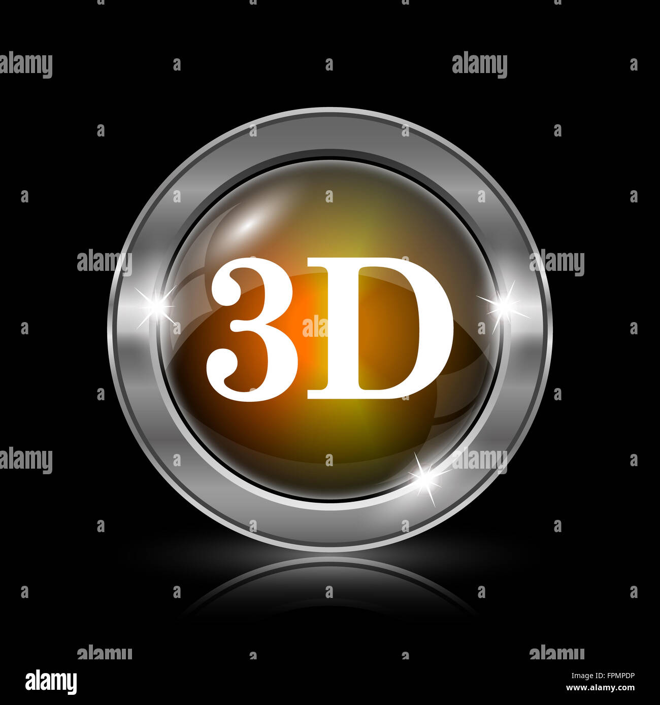 3D icon. Metallic internet button on black background Stock Photo - Alamy