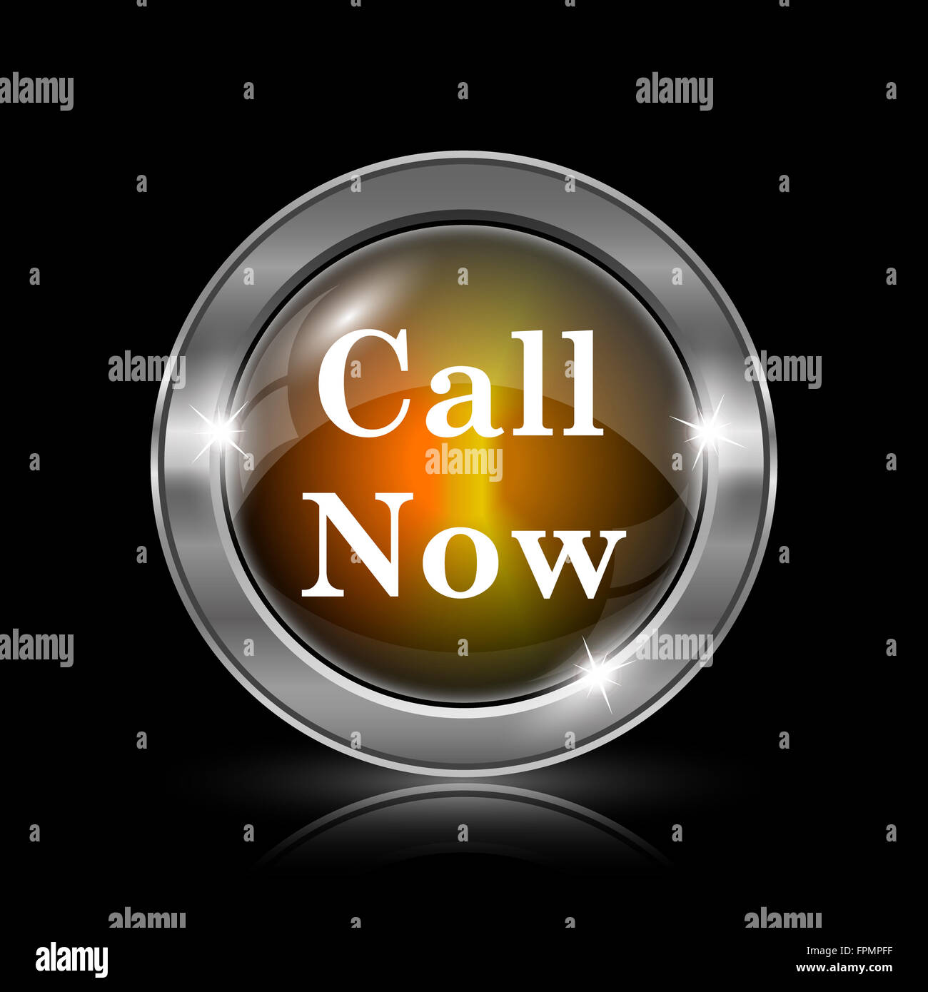 Call now icon. Metallic internet button on black background Stock Photo ...