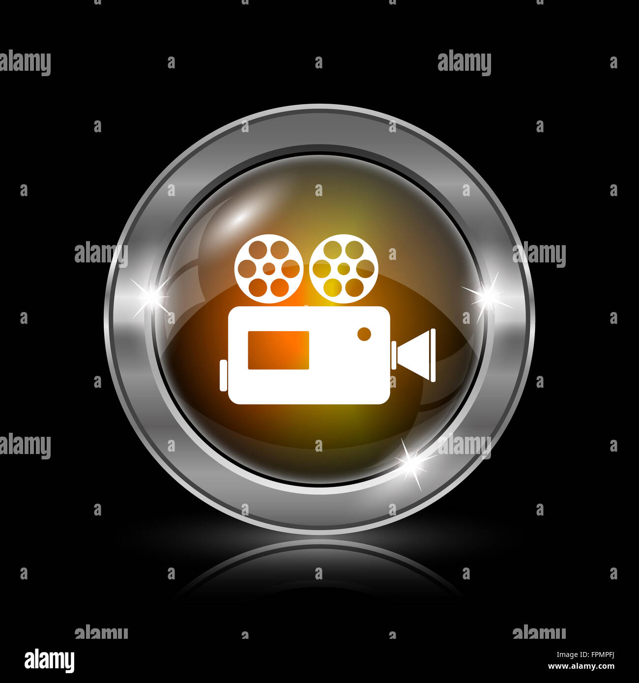 Video camera icon. Metallic internet button on black background Stock ...