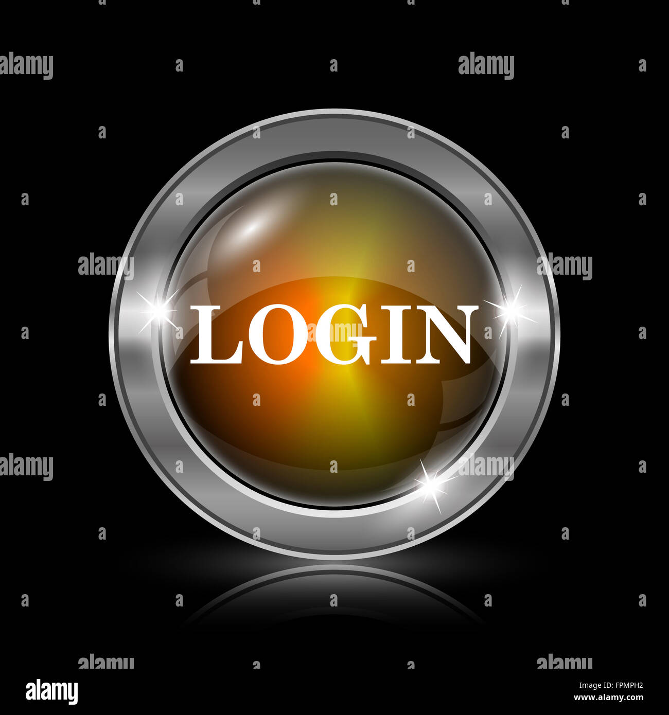Login icon. Metallic internet button on black background Stock Photo ...