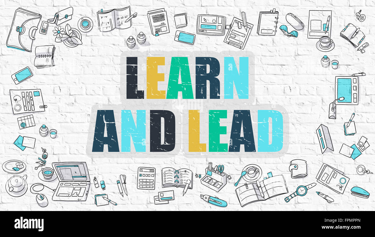 Learn and Lead in Multicolor. Doodle Design Stock Photo - Alamy