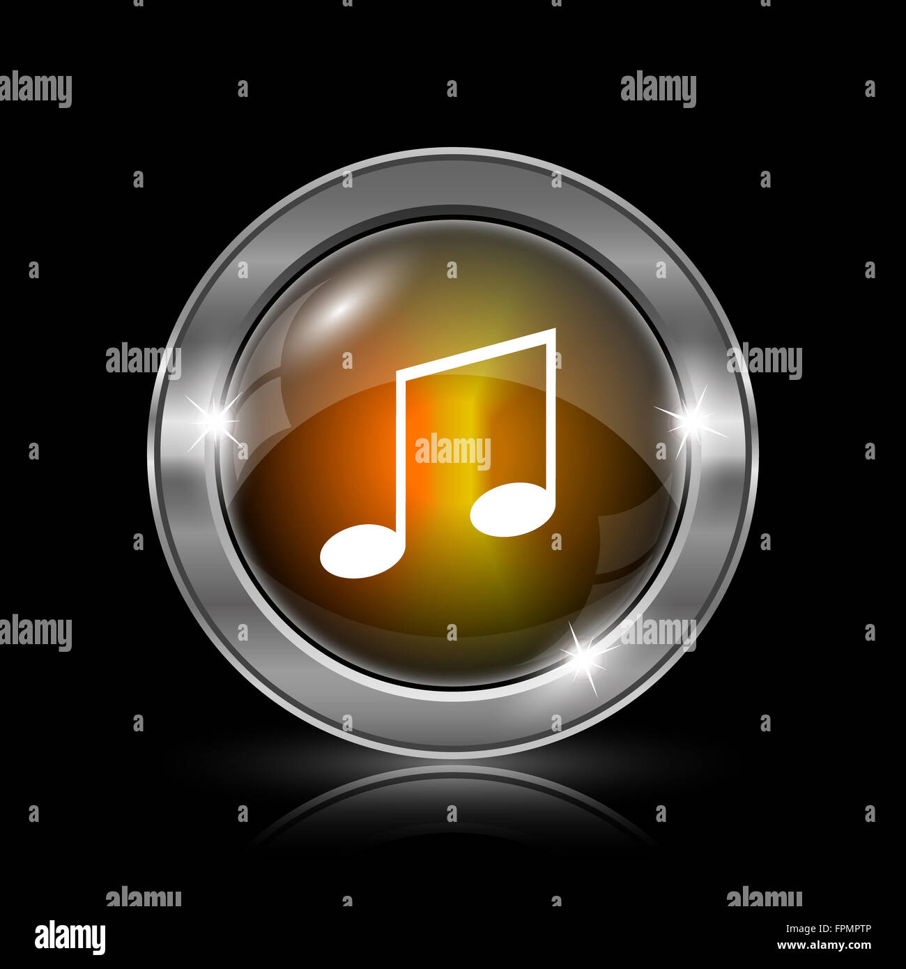 Music icon. Metallic internet button on black background Stock Photo ...