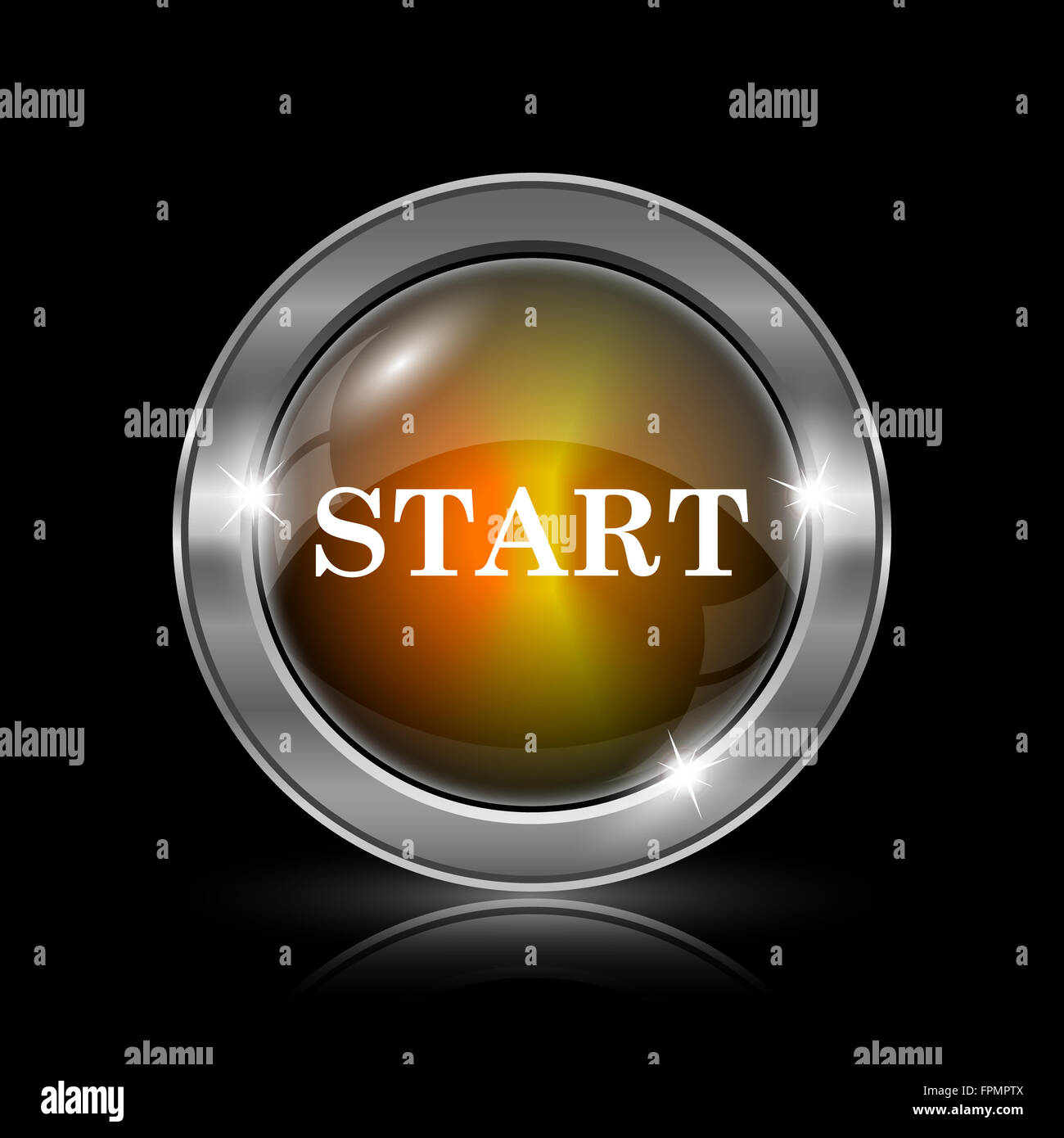 Start icon. Metallic internet button on black background Stock Photo ...