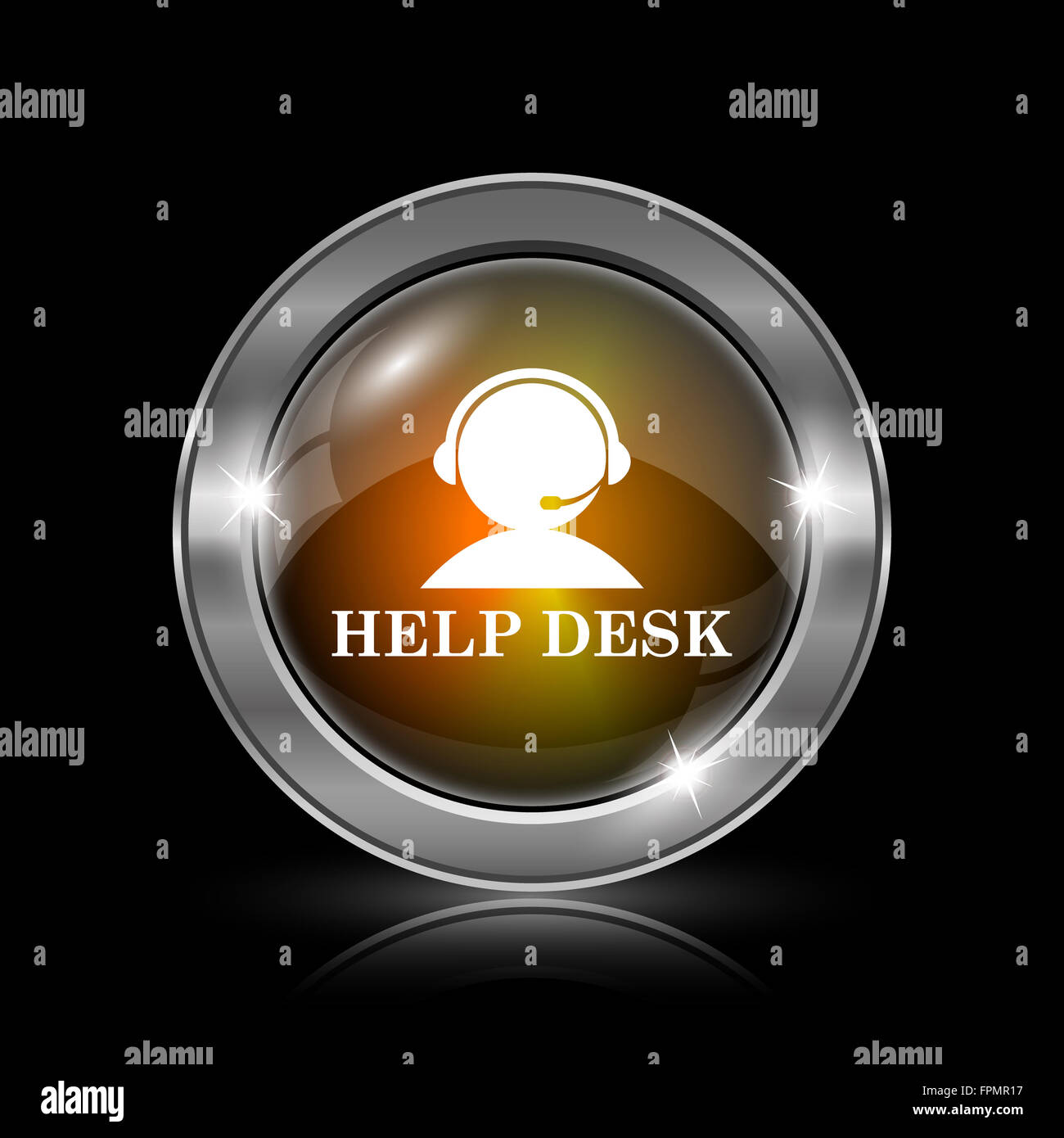 Helpdesk icon. Metallic internet button on black background Stock Photo ...