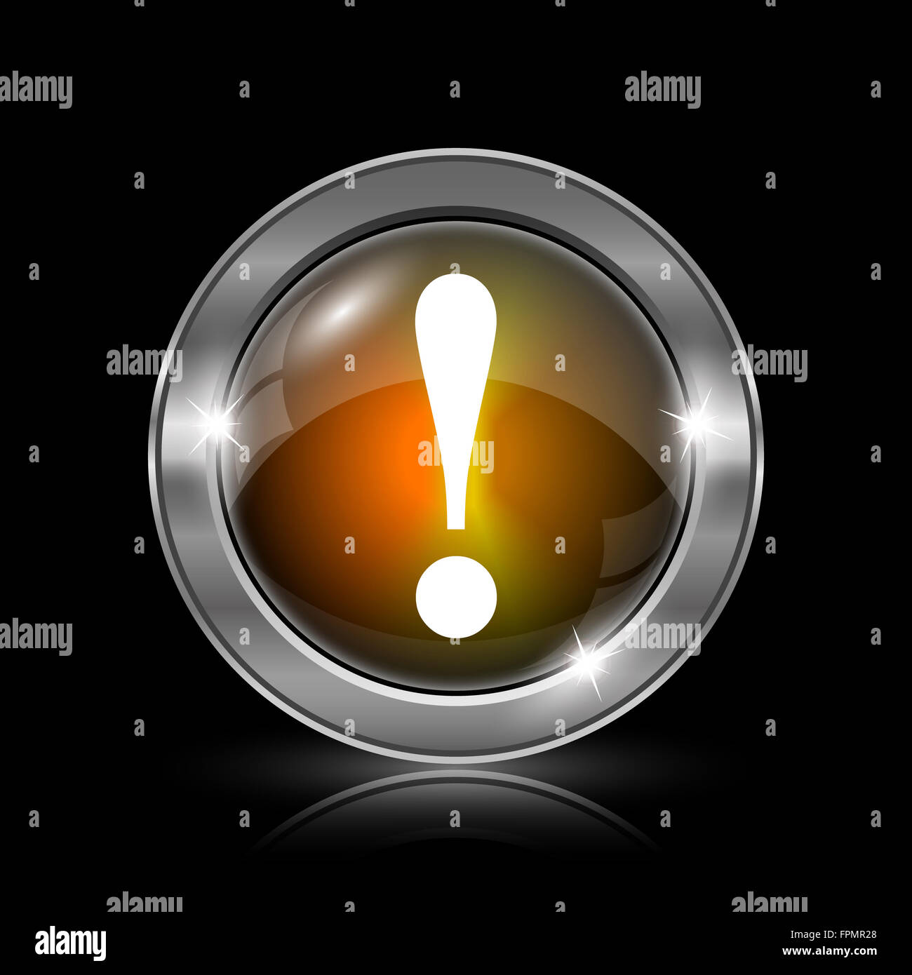 Attention icon. Metallic internet button on black background Stock ...