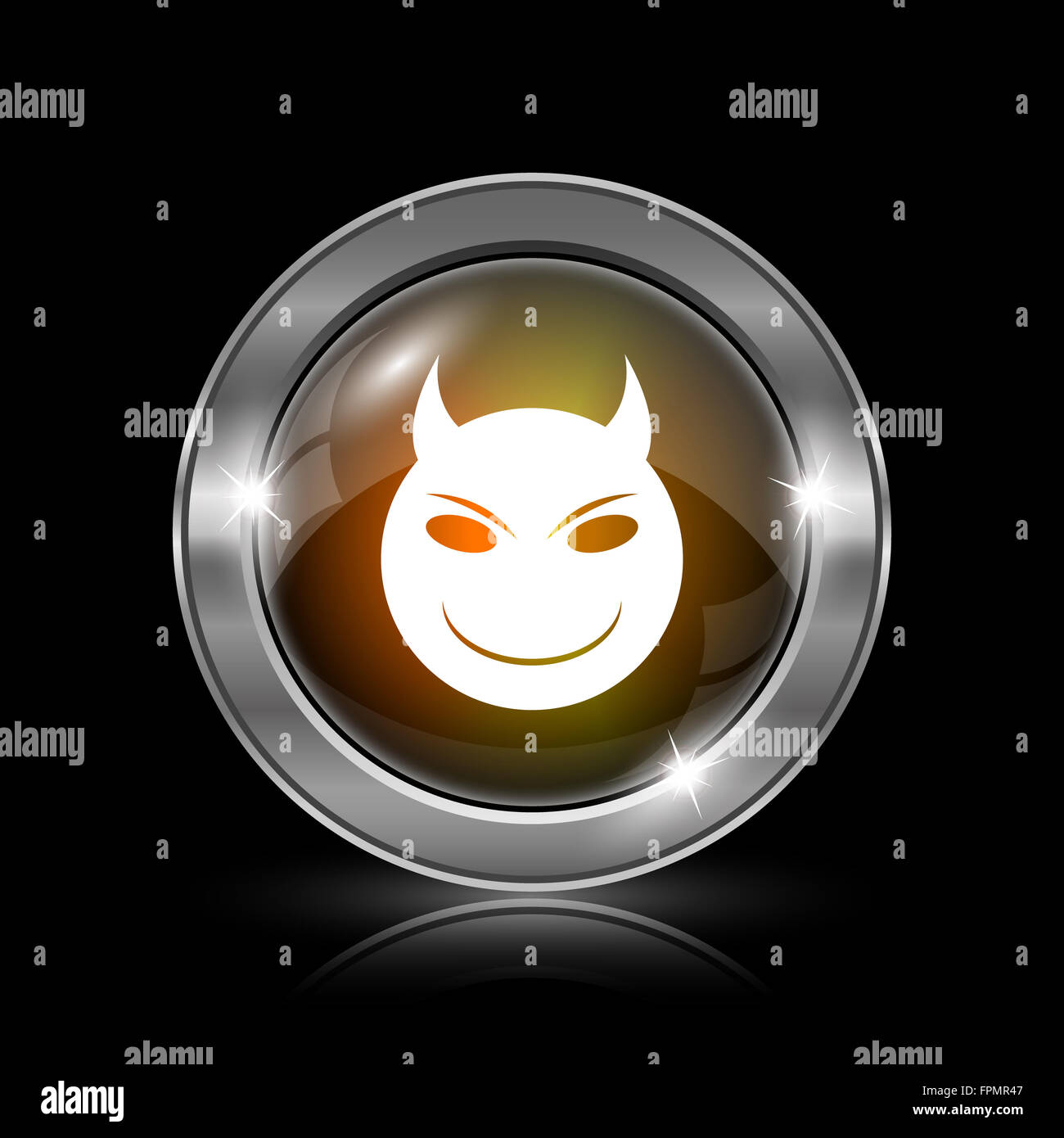 Evil icon. Metallic internet button on black background Stock Photo - Alamy