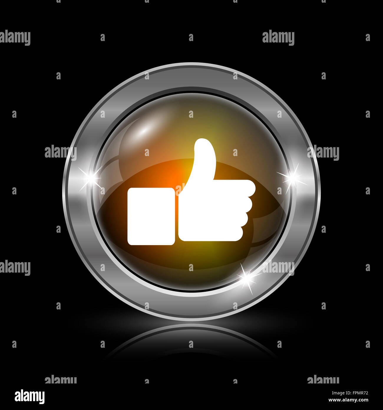 Thumb up icon. Metallic internet button on black background Stock Photo ...