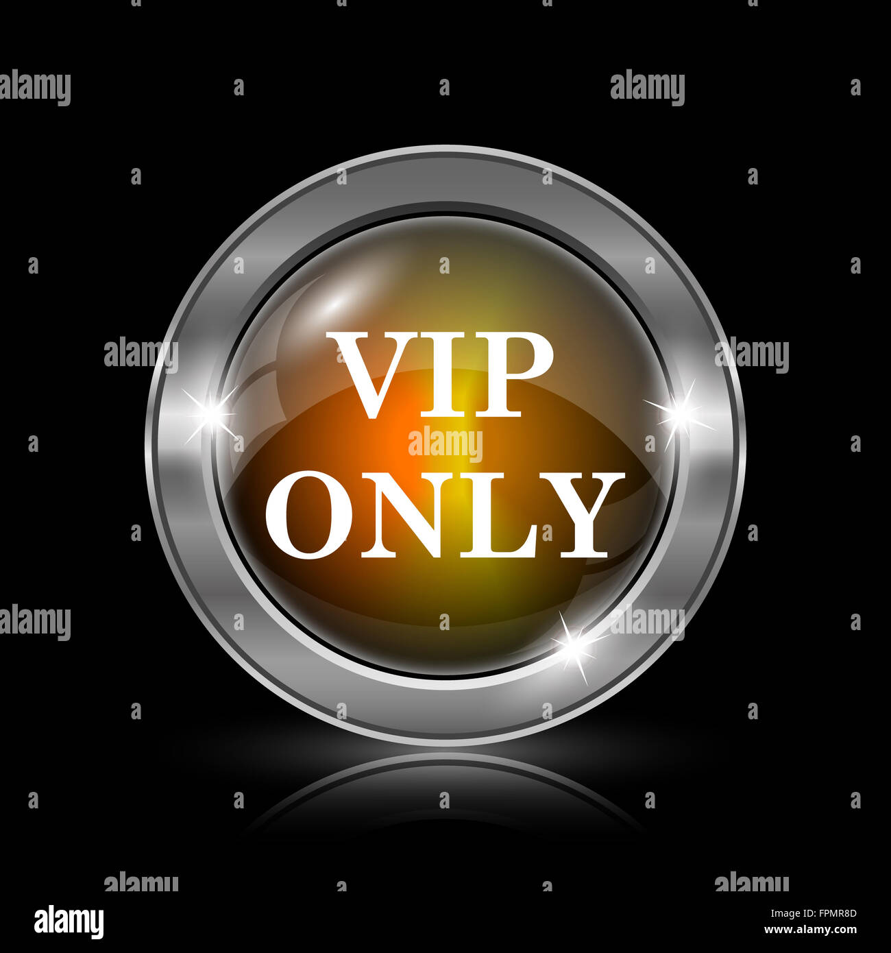VIP only icon. Metallic internet button on black background Stock Photo ...