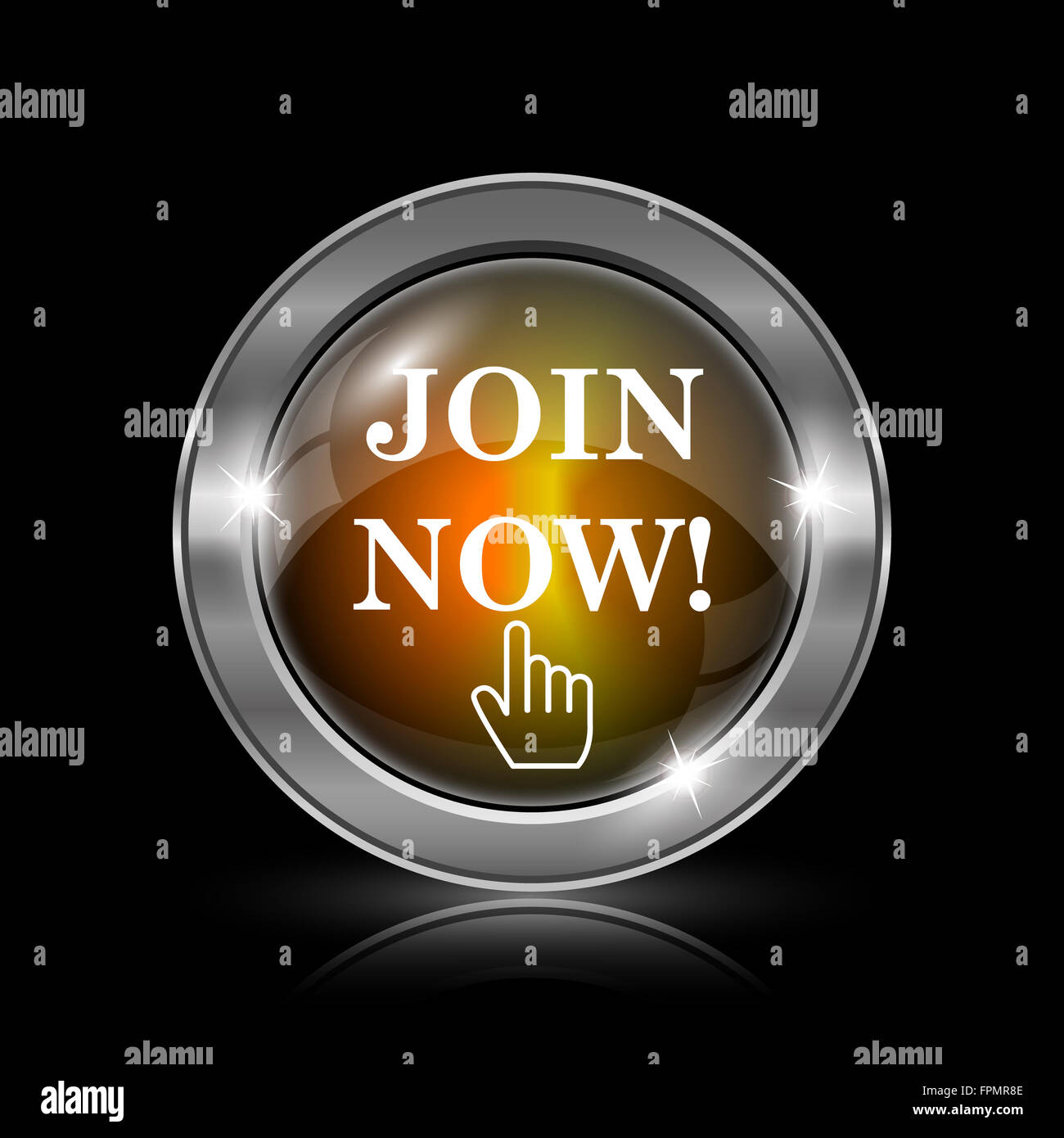 Join now icon. Metallic internet button on black background Stock Photo ...
