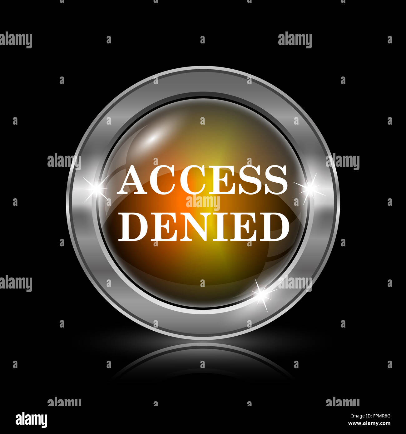 Access denied icon. Metallic internet button on black background Stock ...